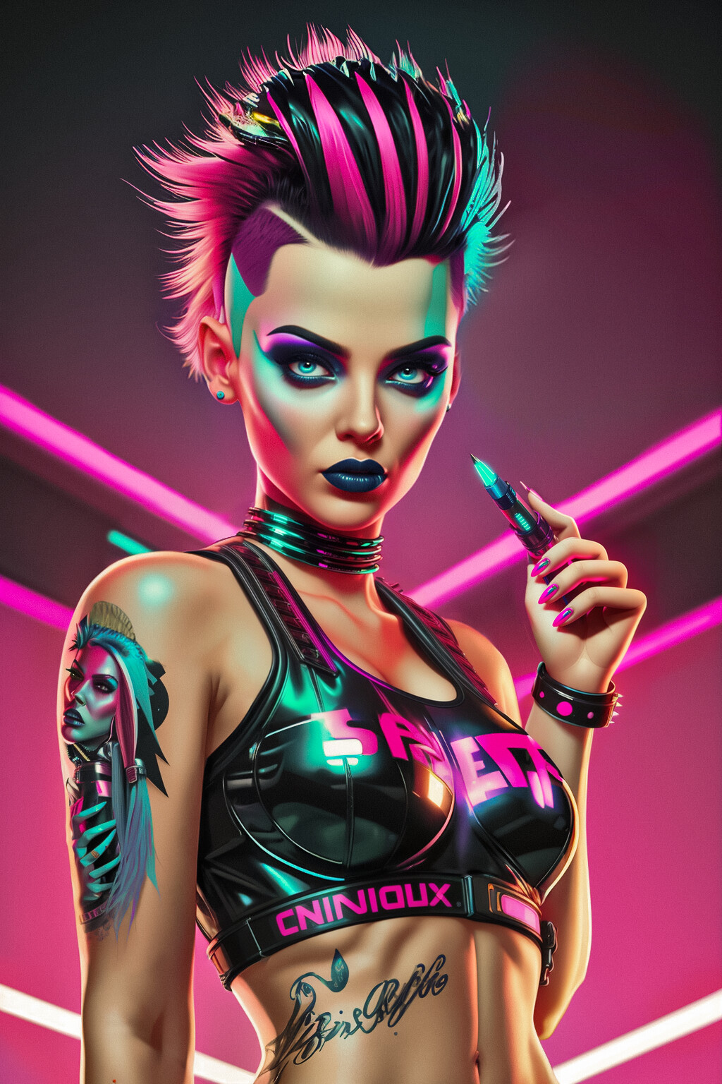 ArtStation - Neon Punk Chronicles: A Vibrant Rebellion