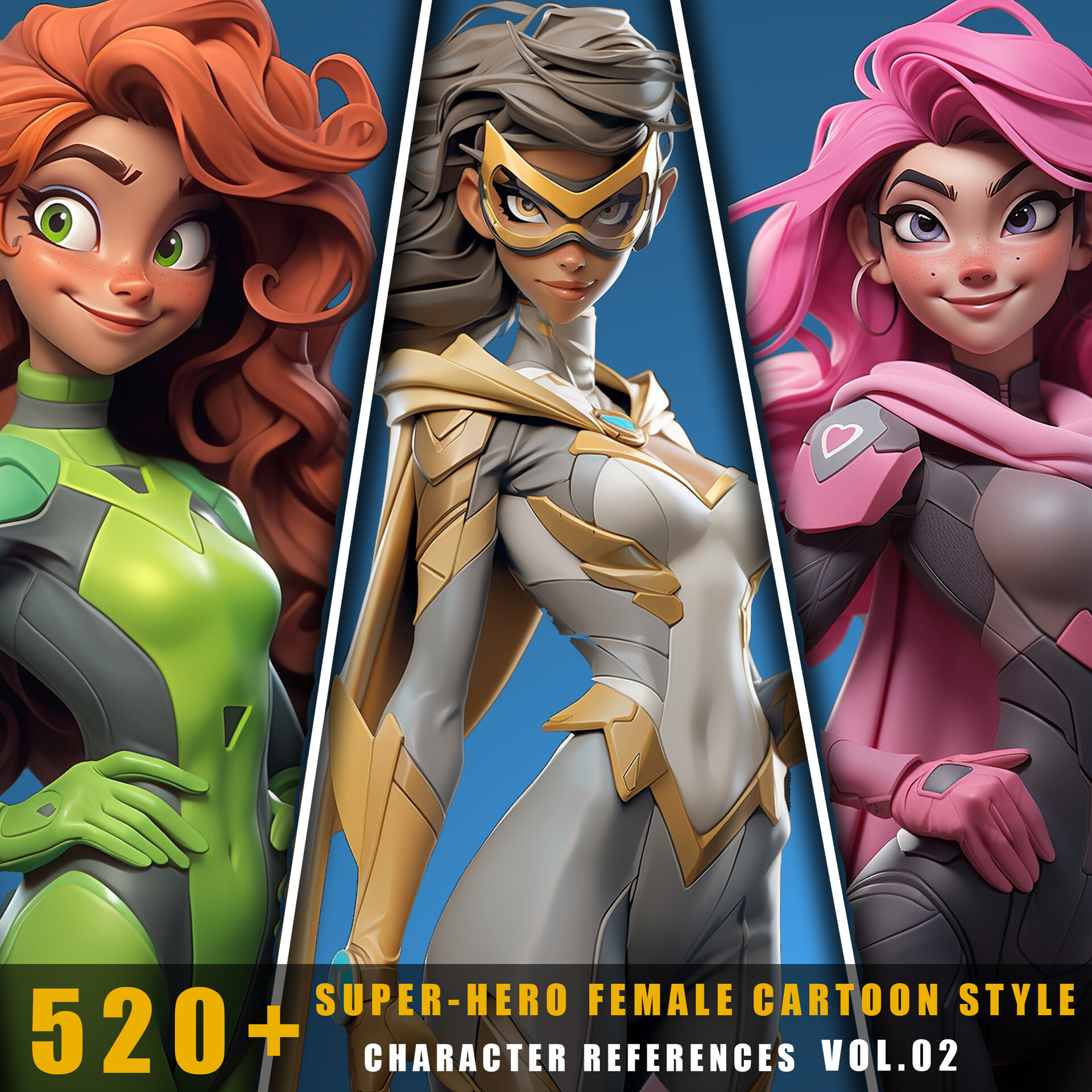 ArtStation - 520+ Super-Hero Female Cartoon Style - Character ...