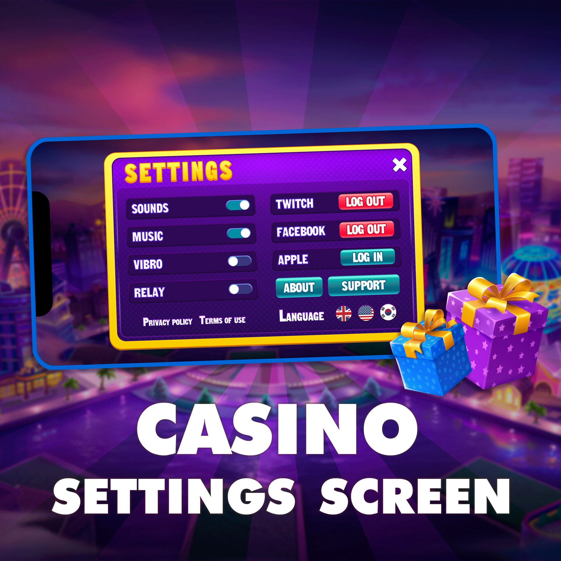 ArtStation - CASINO UI DESIGN WINDOW SETTINGS