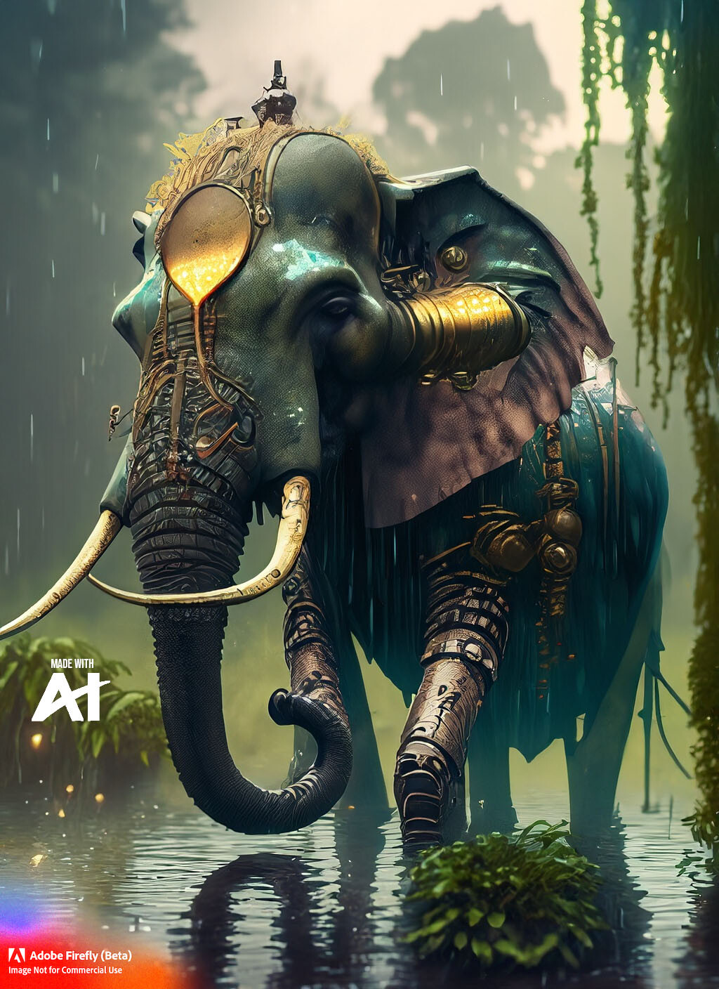 ArtStation - Elephant passing a Jungle- an AI concept art created using ...