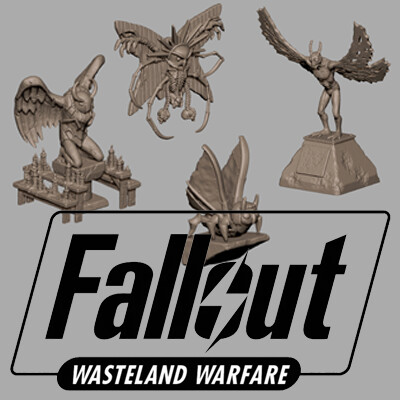 ArtStation - Fallout - Wasteland Warfare - Mothman Cult - Statues