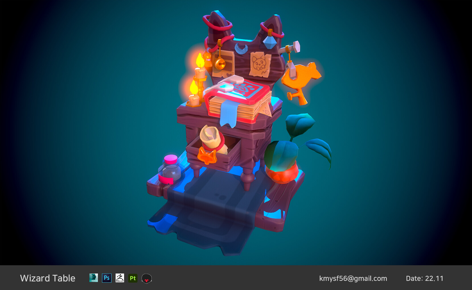 ArtStation - Cat Wizard Table 3D Art