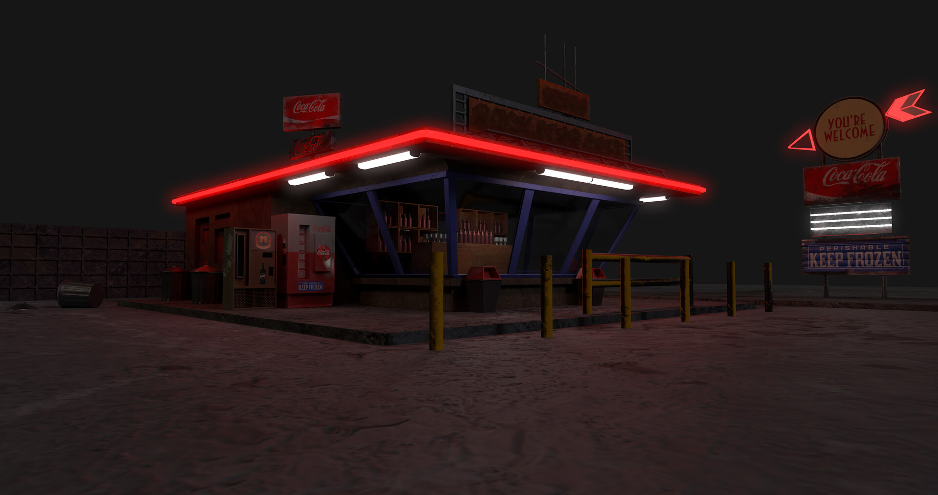 ArtStation - STREET CAFE 3D MODELING & TEXTURING.....
