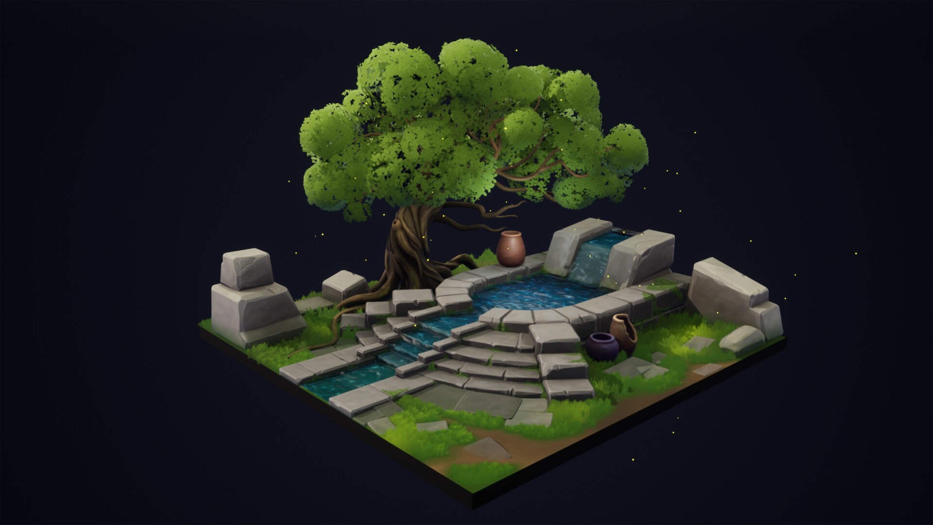ArtStation - Stylized pool diorama