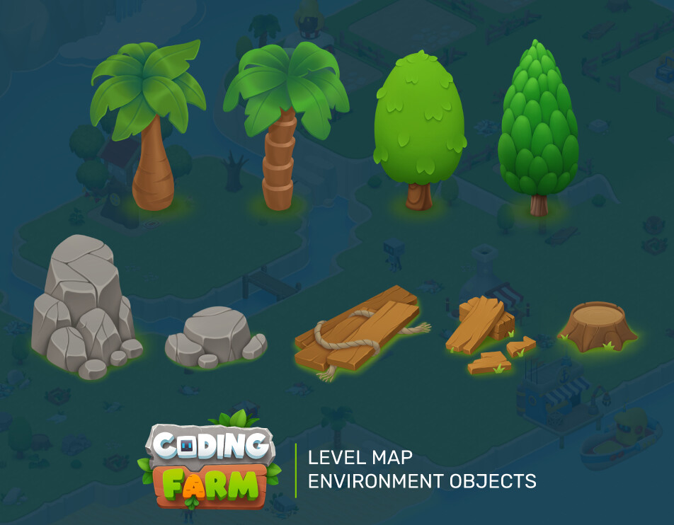 ArtStation - ENVIRONMENT OBJECTS. LEVEL MAP. CODING FARM