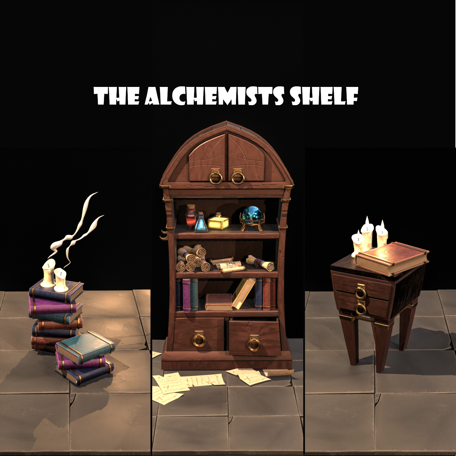 ArtStation - Alchemists Shelf (Stylized)