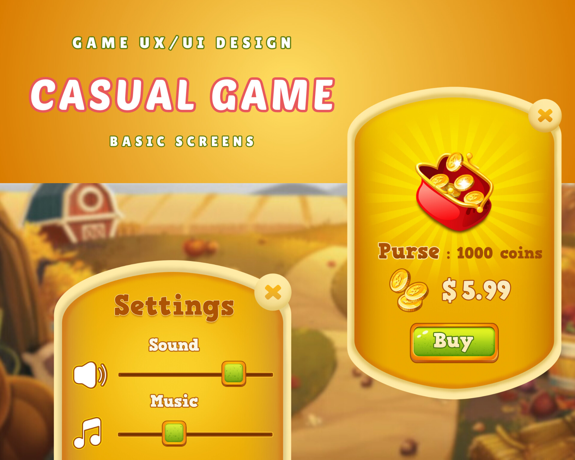 ArtStation - Mobile Game UX/UI Design - Casual style