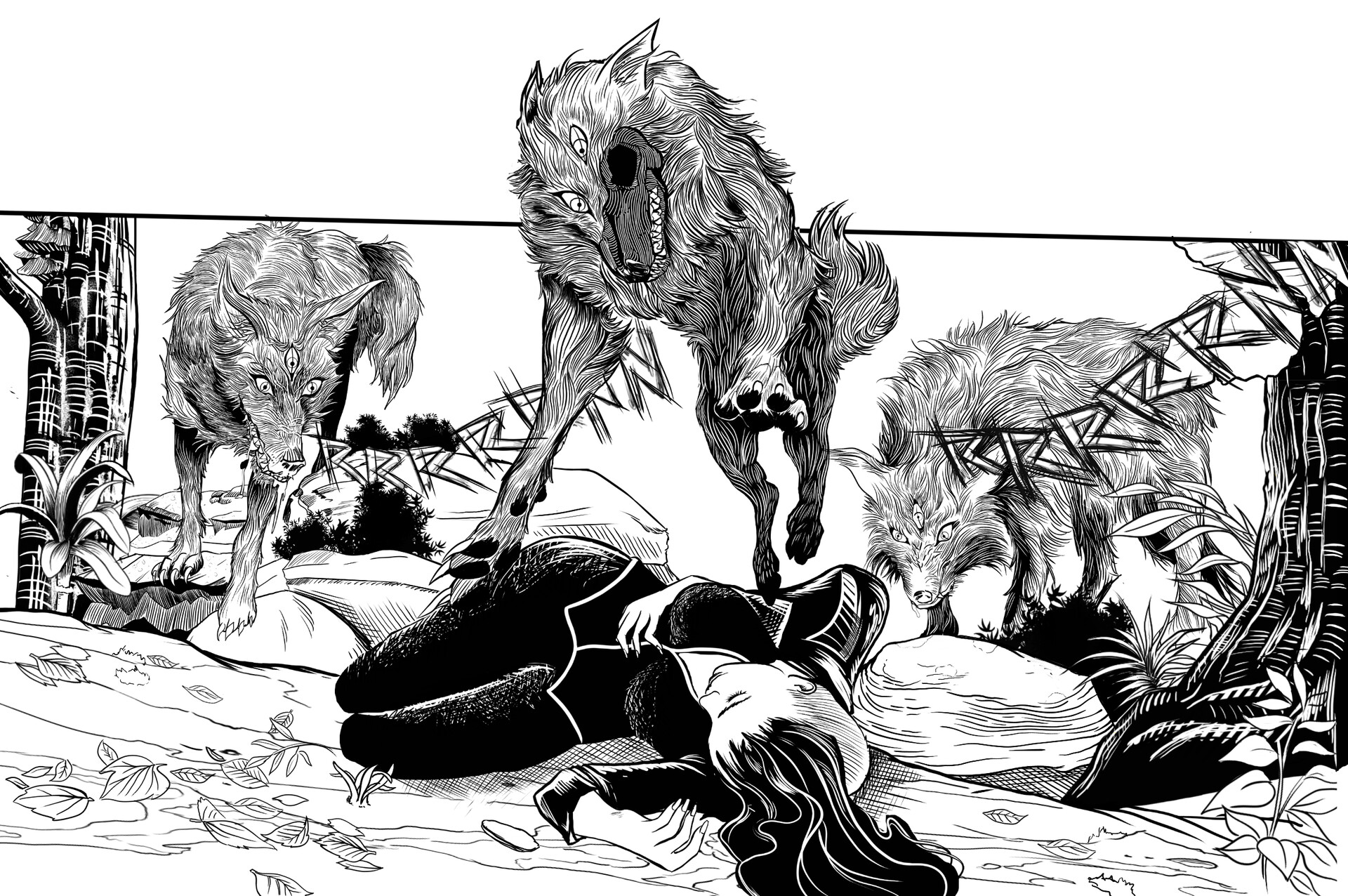 ArtStation - Attack of the wolves