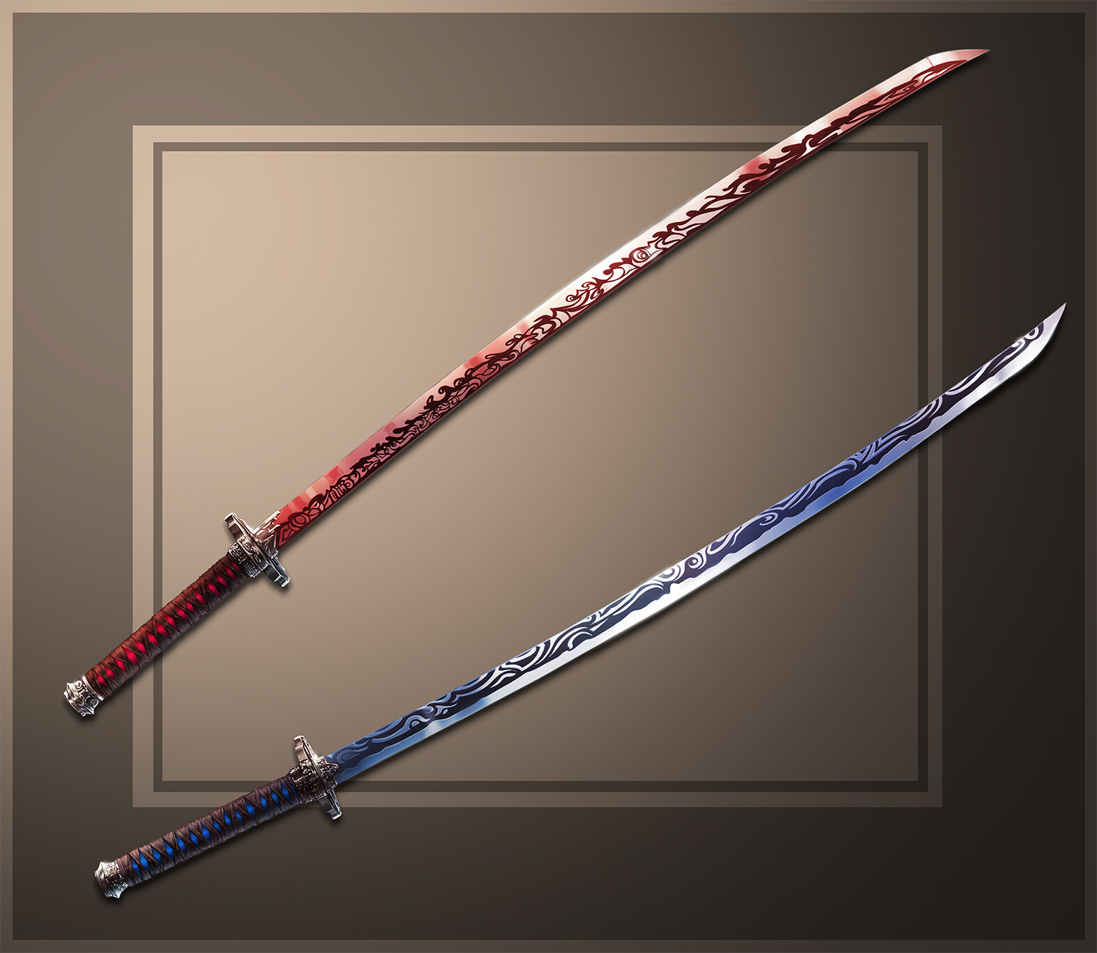 ArtStation - [COMMISSION] pair of katana (long blade)