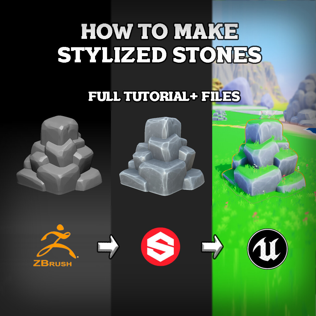 ArtStation - How to make stylized rocks for Unreal Engine full workflow ...