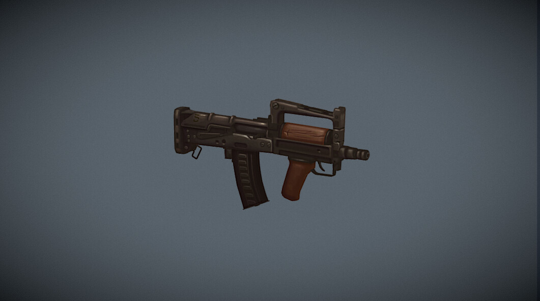 ArtStation - Stylized Low Poly Bullpup gun OTs-14 Groza