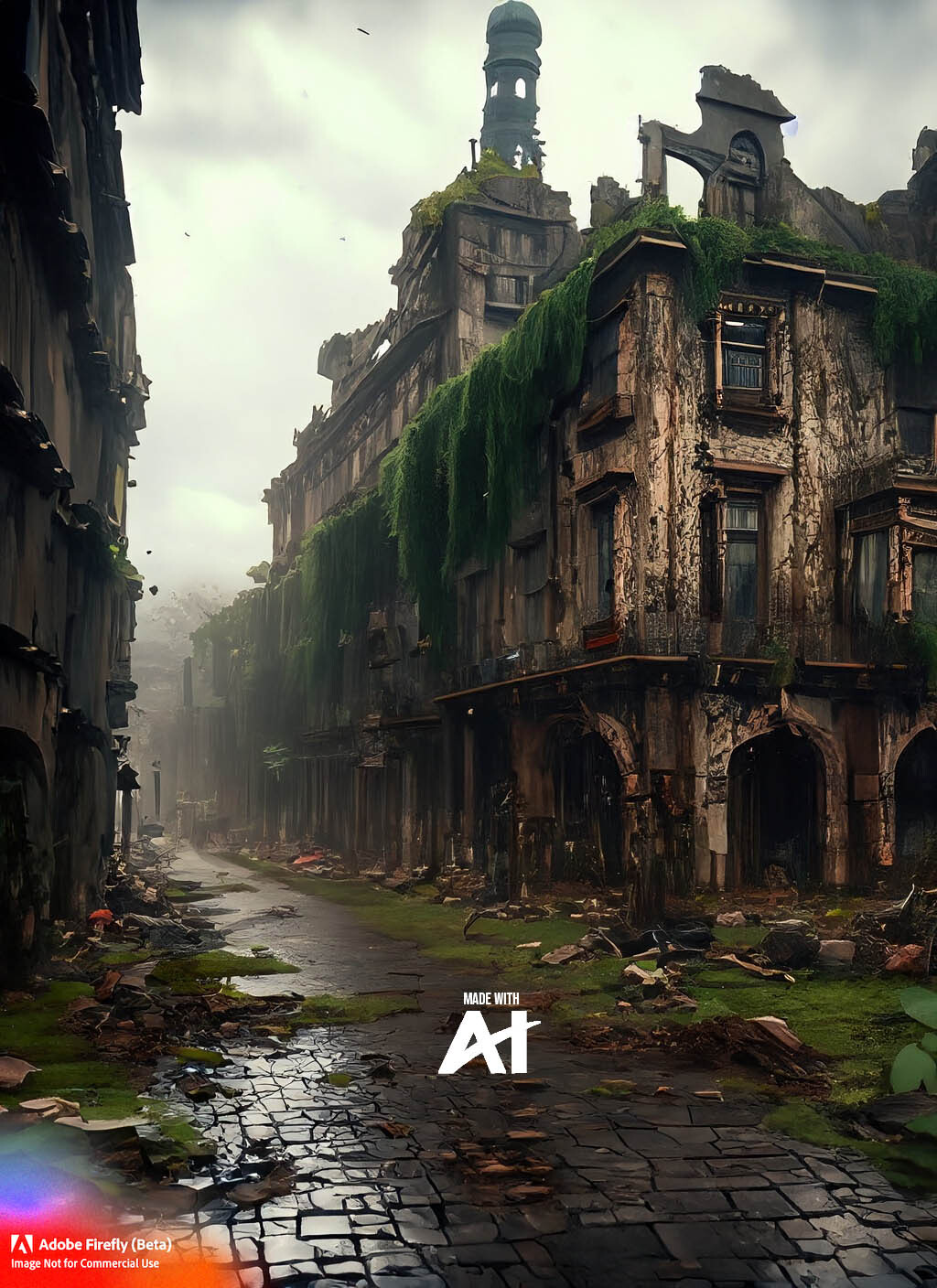 ArtStation - A post apocalyptic town- an AI concept art 'paintings ...