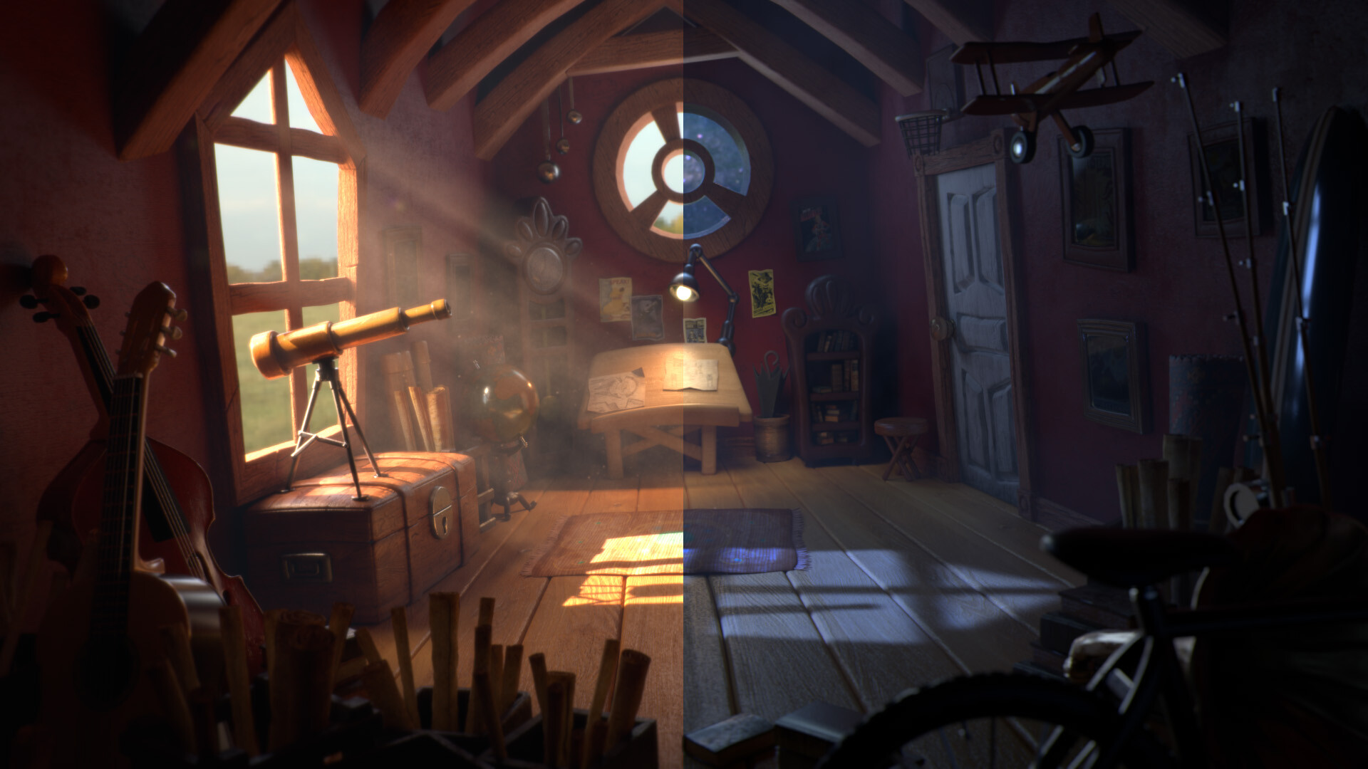 ArtStation - Attic Interior Lighting