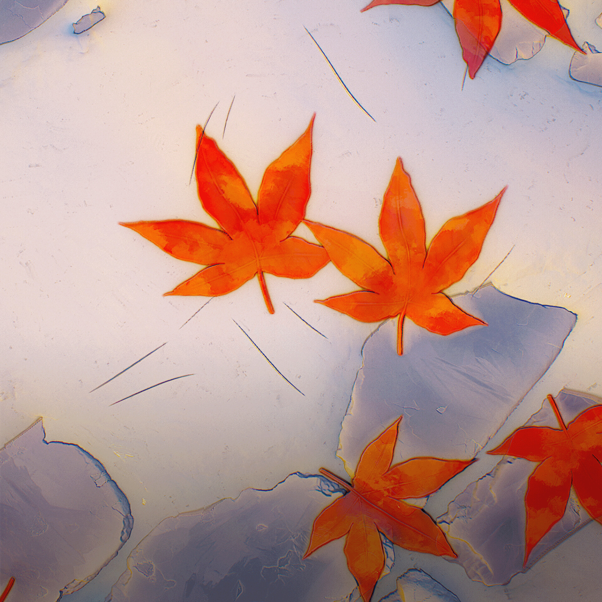 ArtStation - Stylized Snow Maple Leaf（雪地里的枫叶）