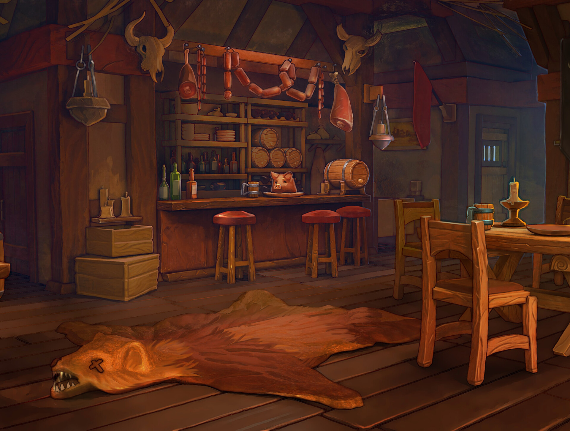 ArtStation - Tavern background for visual novel