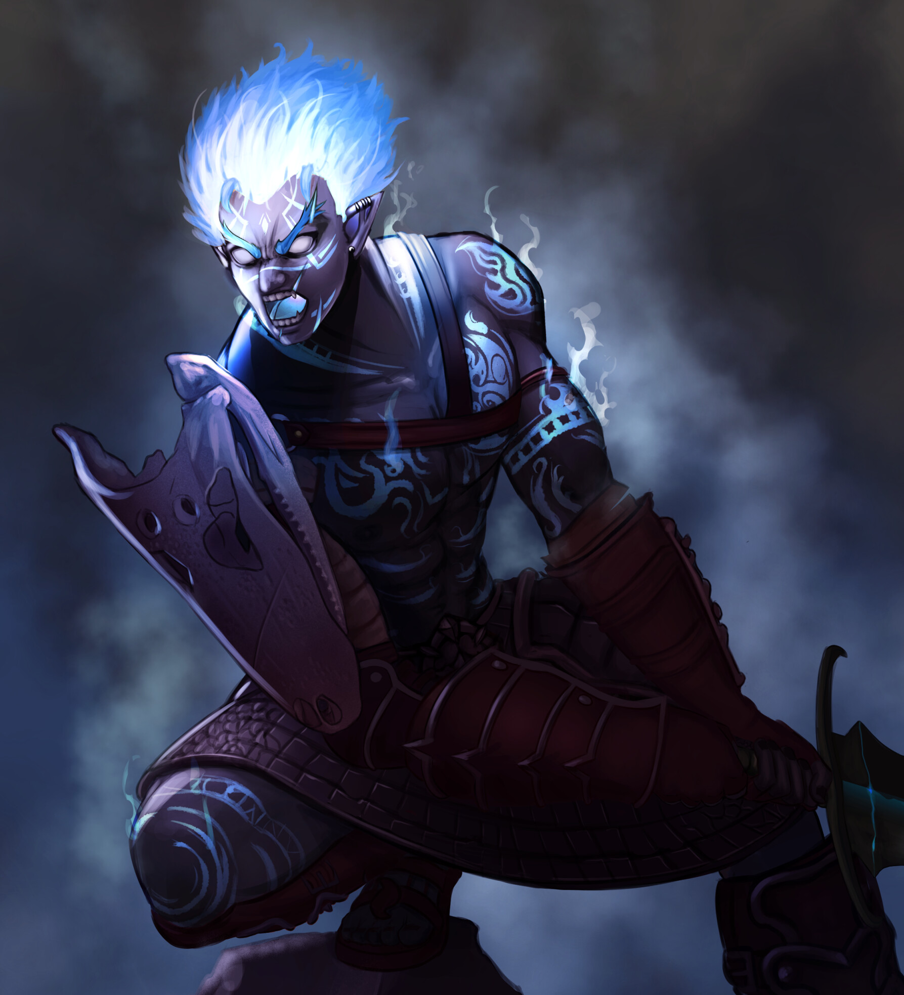 ArtStation - Barbarian Fire Genasi Commission