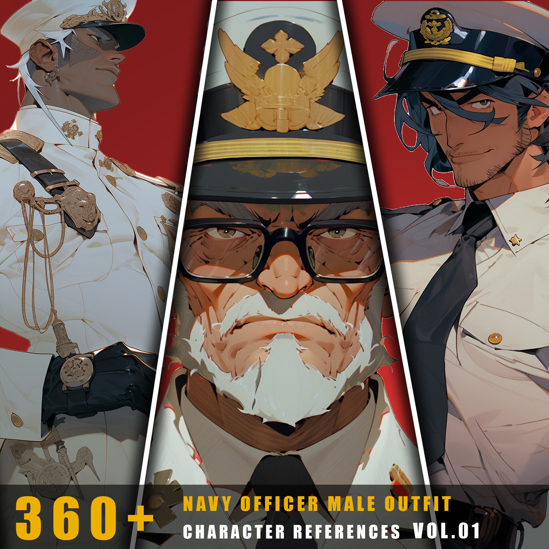 ArtStation - 360+ Navy Officier Male Outfit - Character References Vol.01