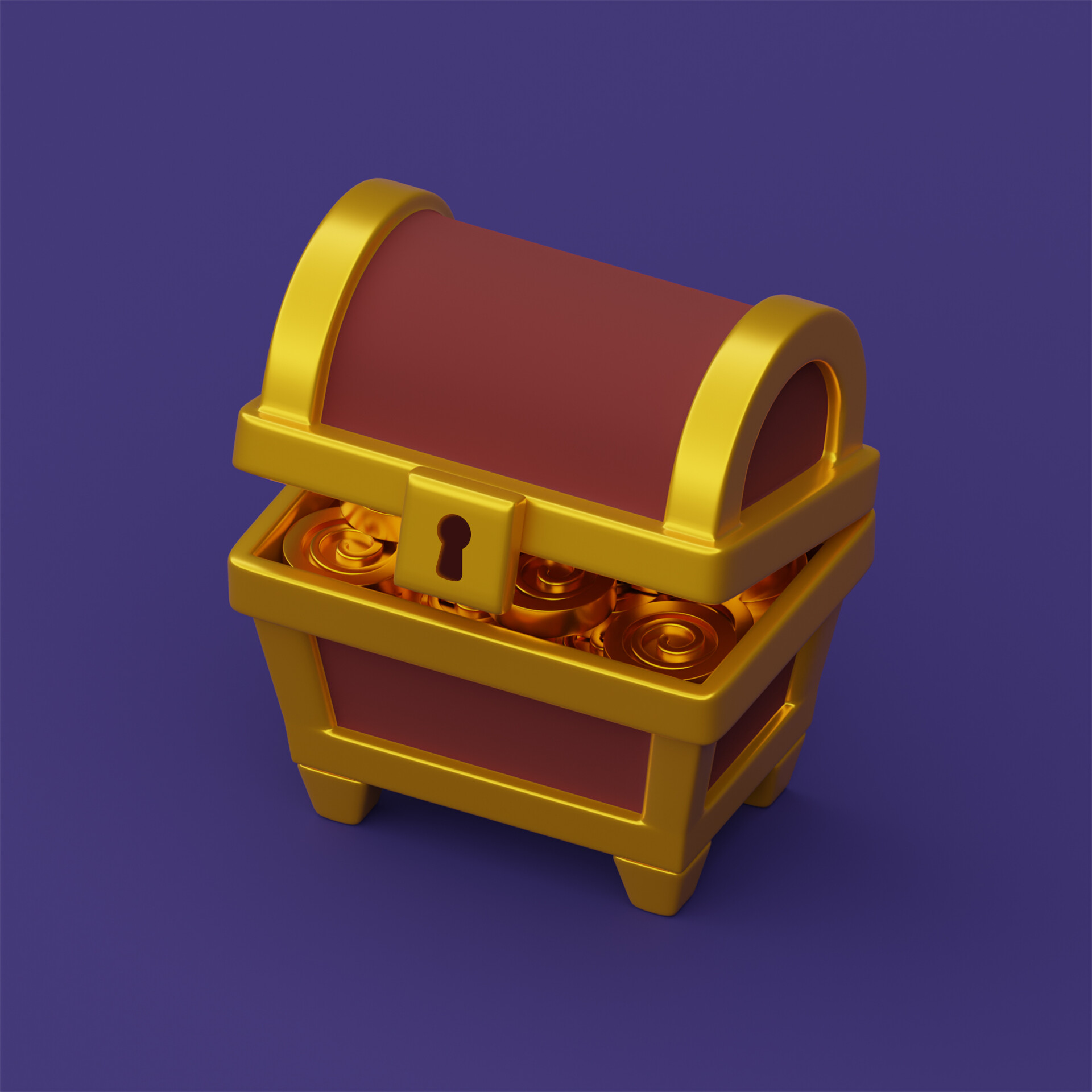 ArtStation - 3D chest with gold for Candy Merge