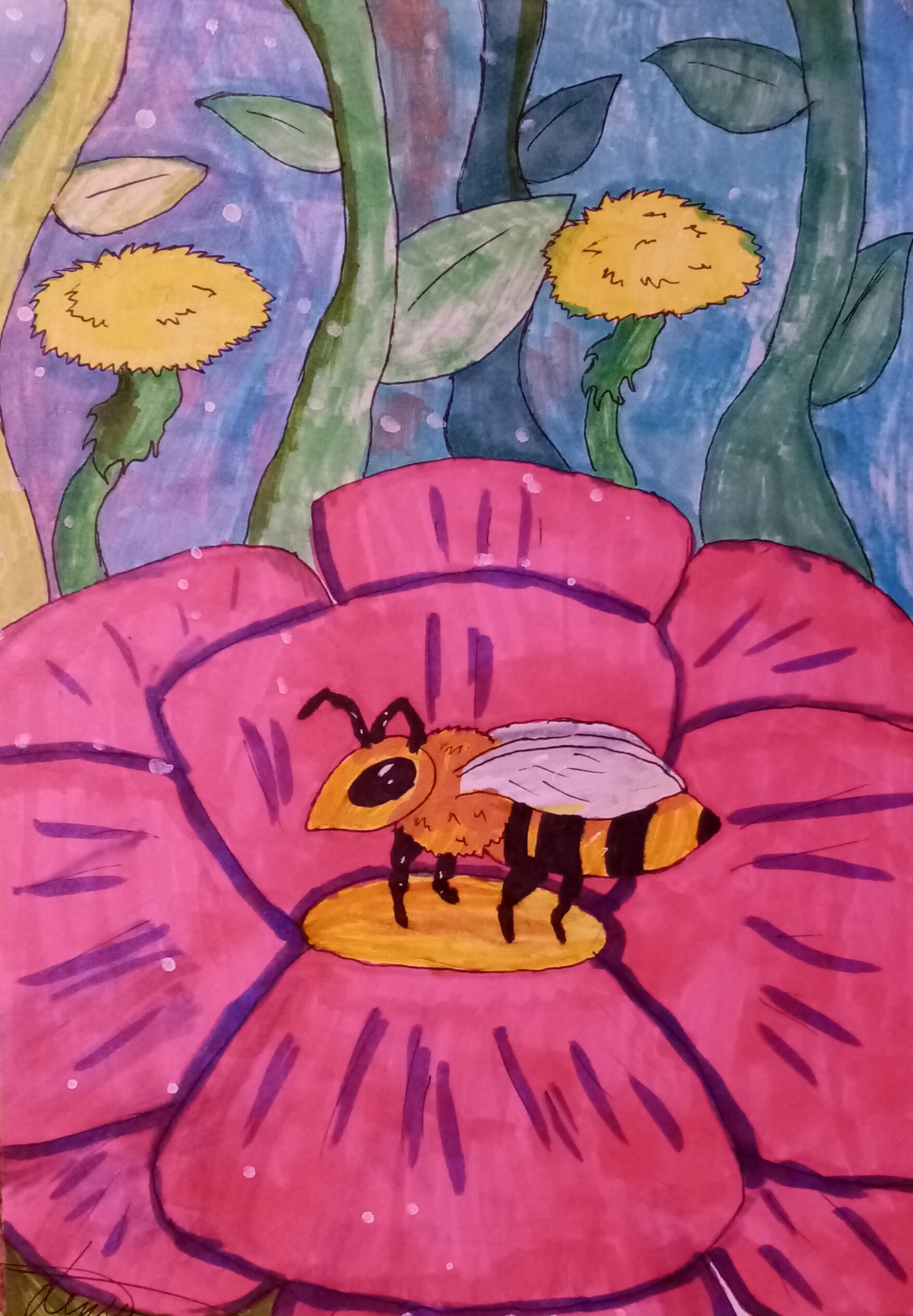 ArtStation - A bee on a flower