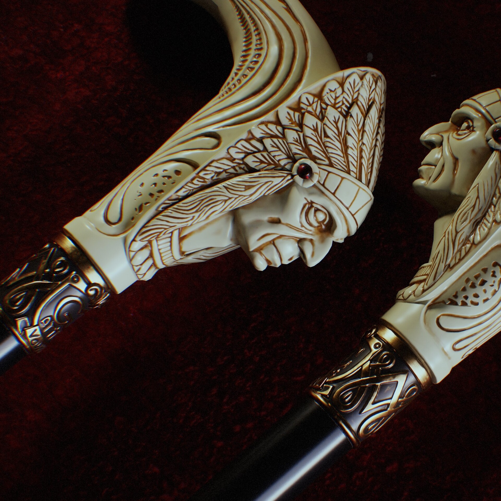 ArtStation - Native American - Indian Chief walking stick