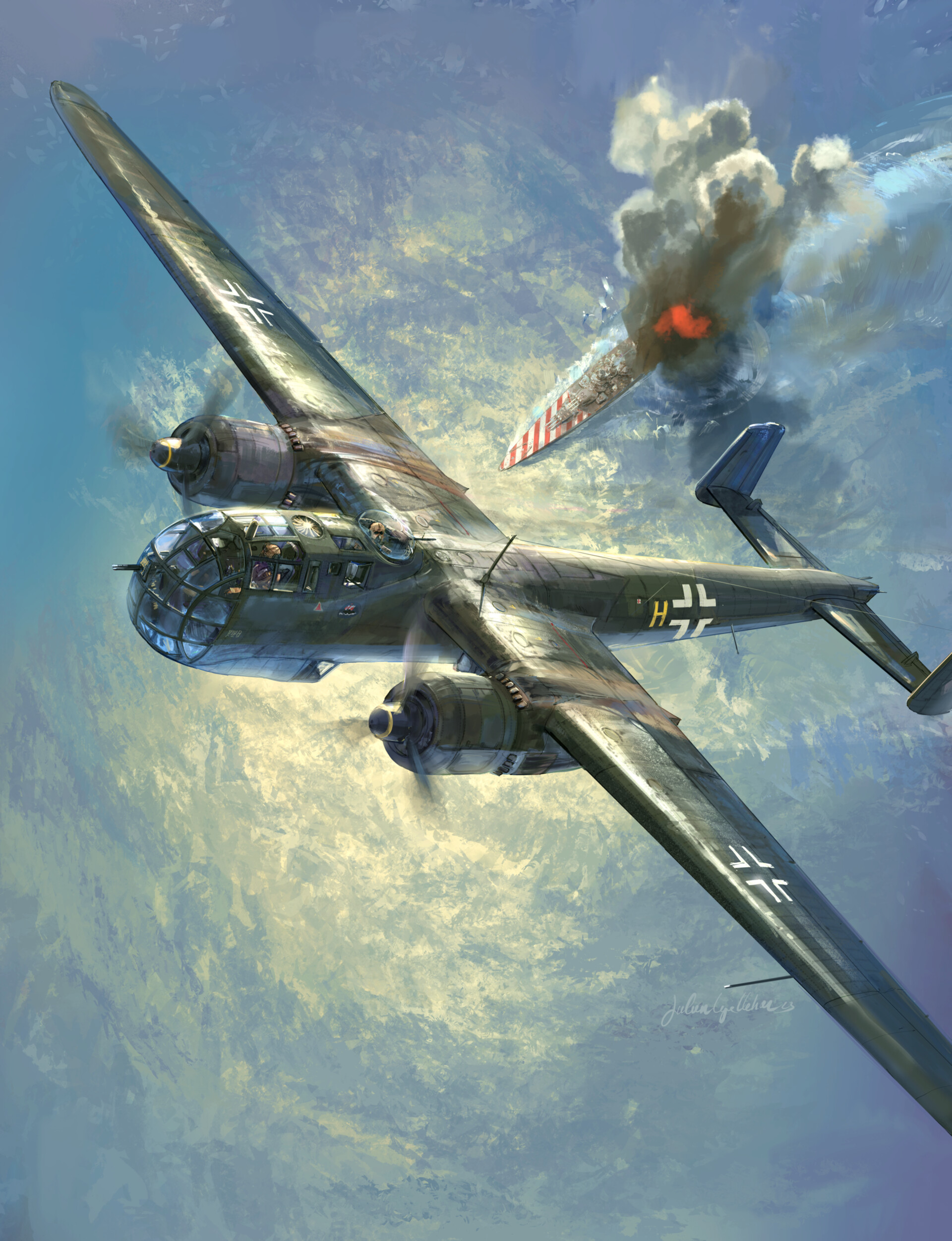 ArtStation - DO 217 K2 attacking battleship Roma 1943