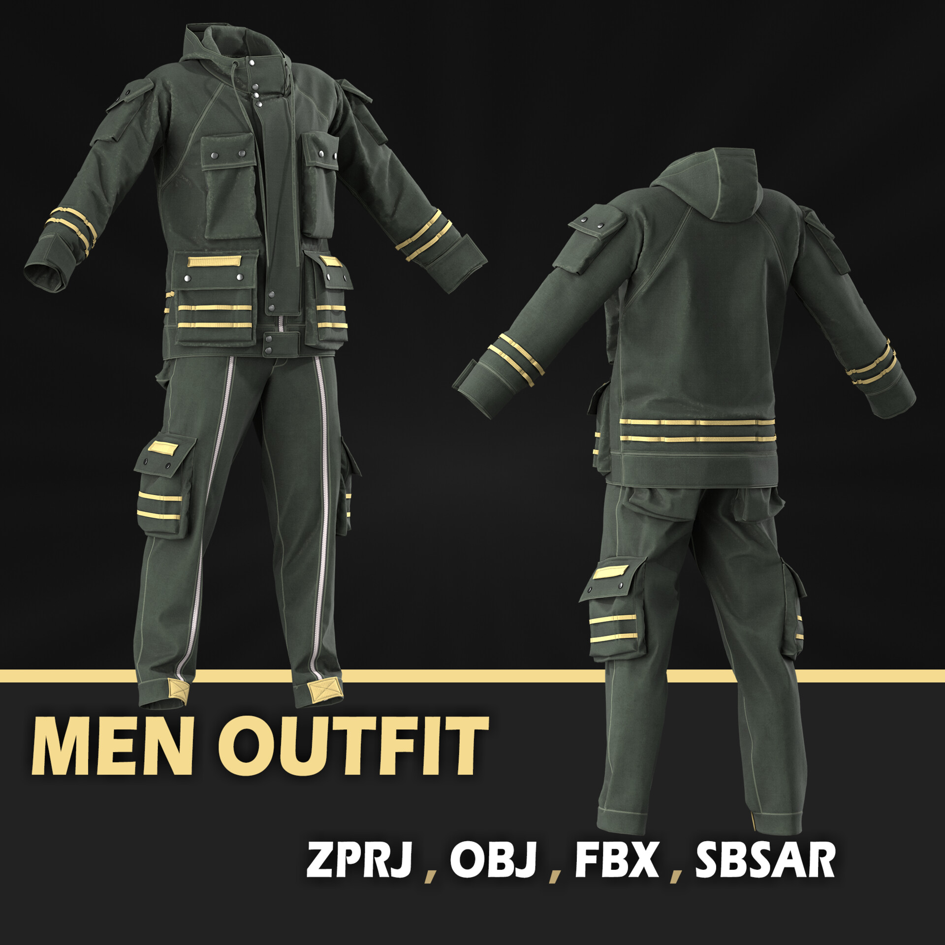 ArtStation - Men Outfit - VOL02 / Clo3d(MD) ProJect + Sbsar File (The ...