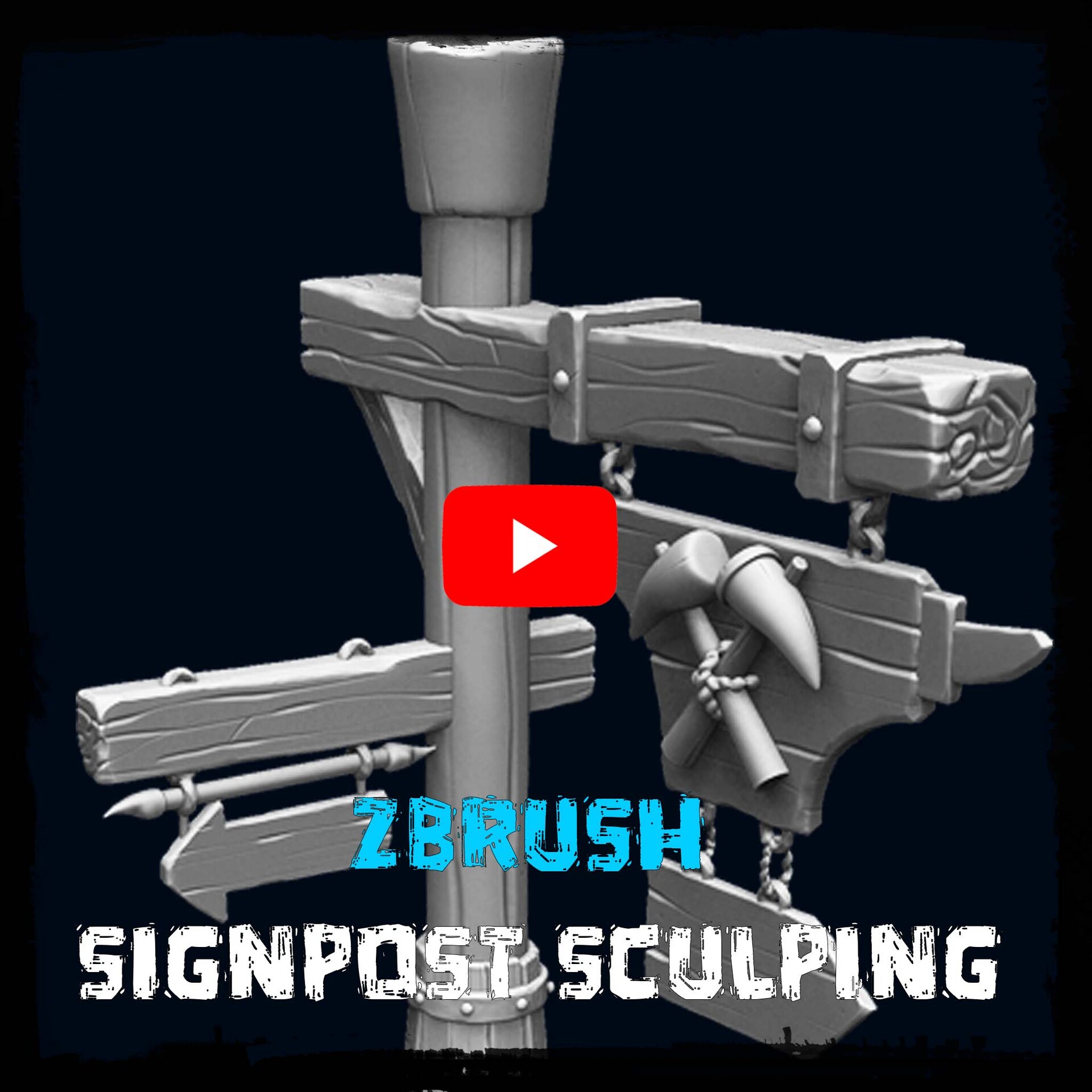 ArtStation - Zbrush Signpost Sculping