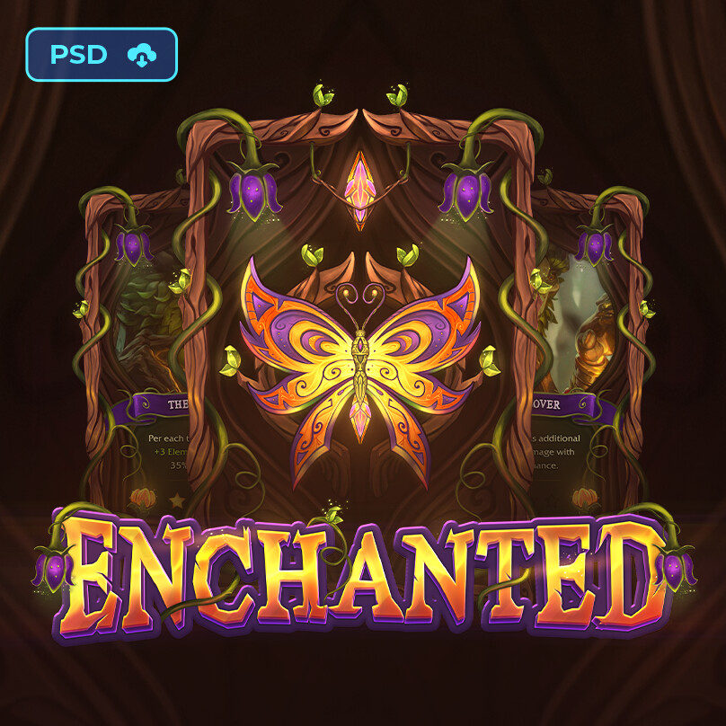 ArtStation - Fantasy Game Cards Template - Enchanted.
