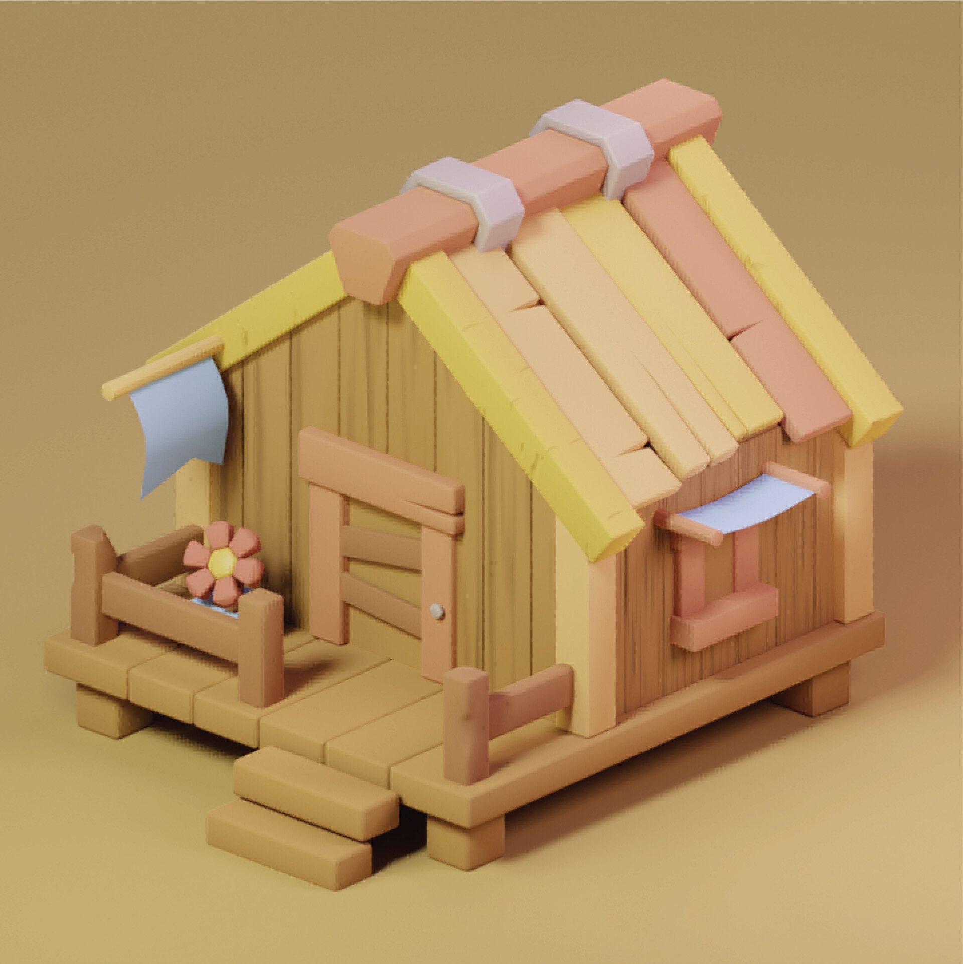ArtStation - WOODEN HOUSE #2 Stylized 3D (building & props) - 3D Game ...