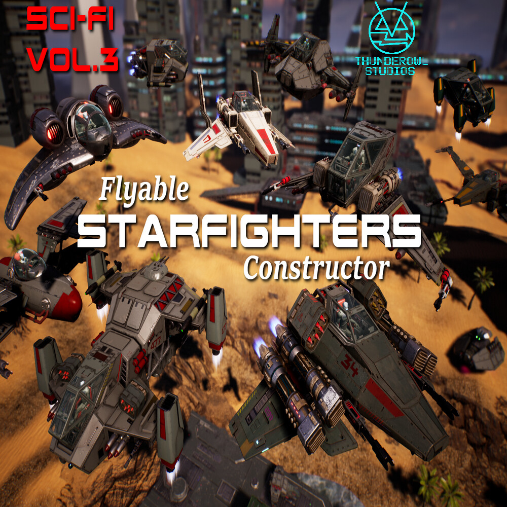 ArtStation - "Sci-Fi Vol.3 - Flyable Starfighters Constructor" [Unreal Engine asset/template]