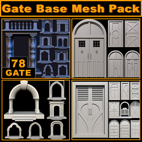 ArtStation - 78 Gate Base Mesh Pack