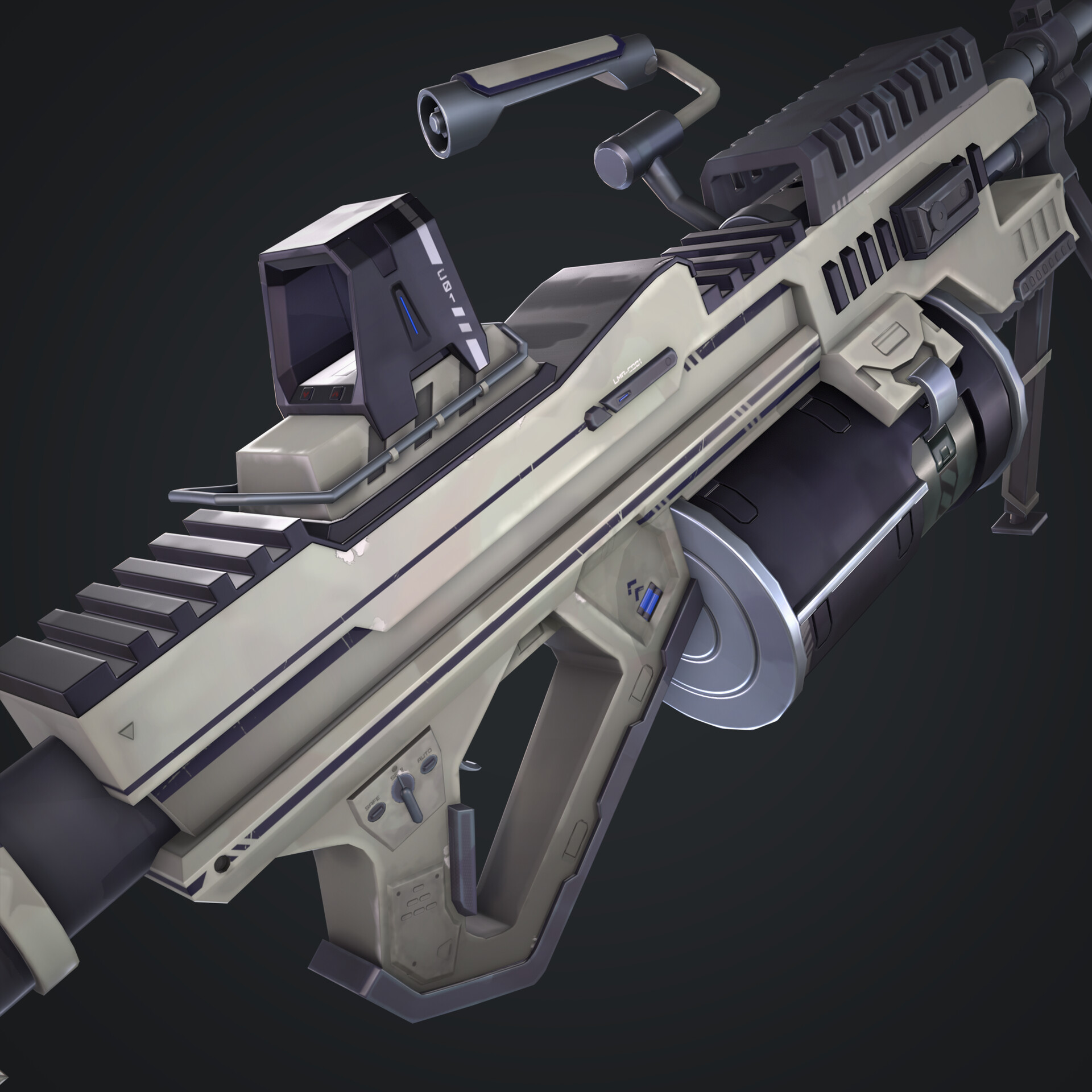 ArtStation - Stylized LMG - Cyan Heart