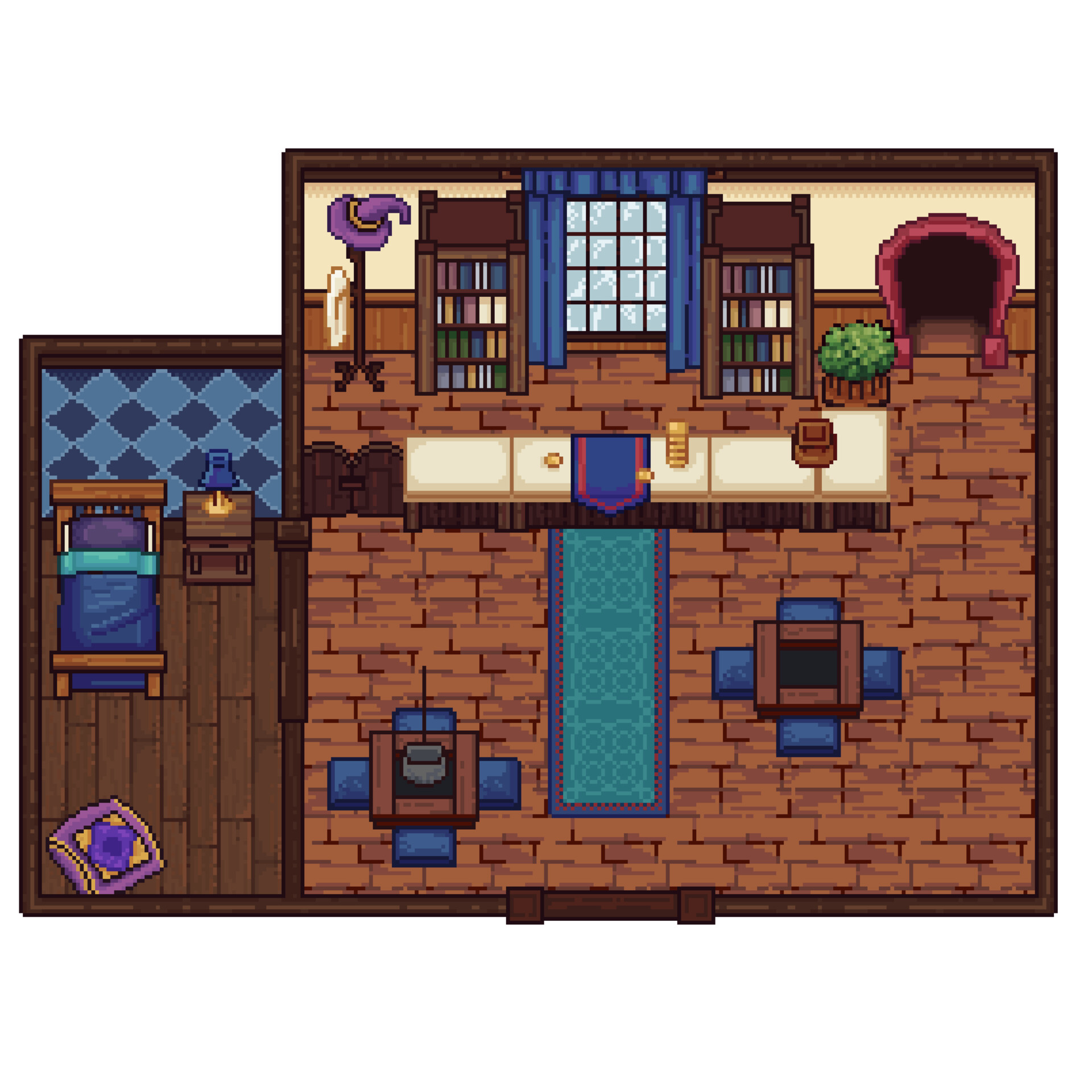 ArtStation - Medieval pixel art Interiors (shop, house, guild)
