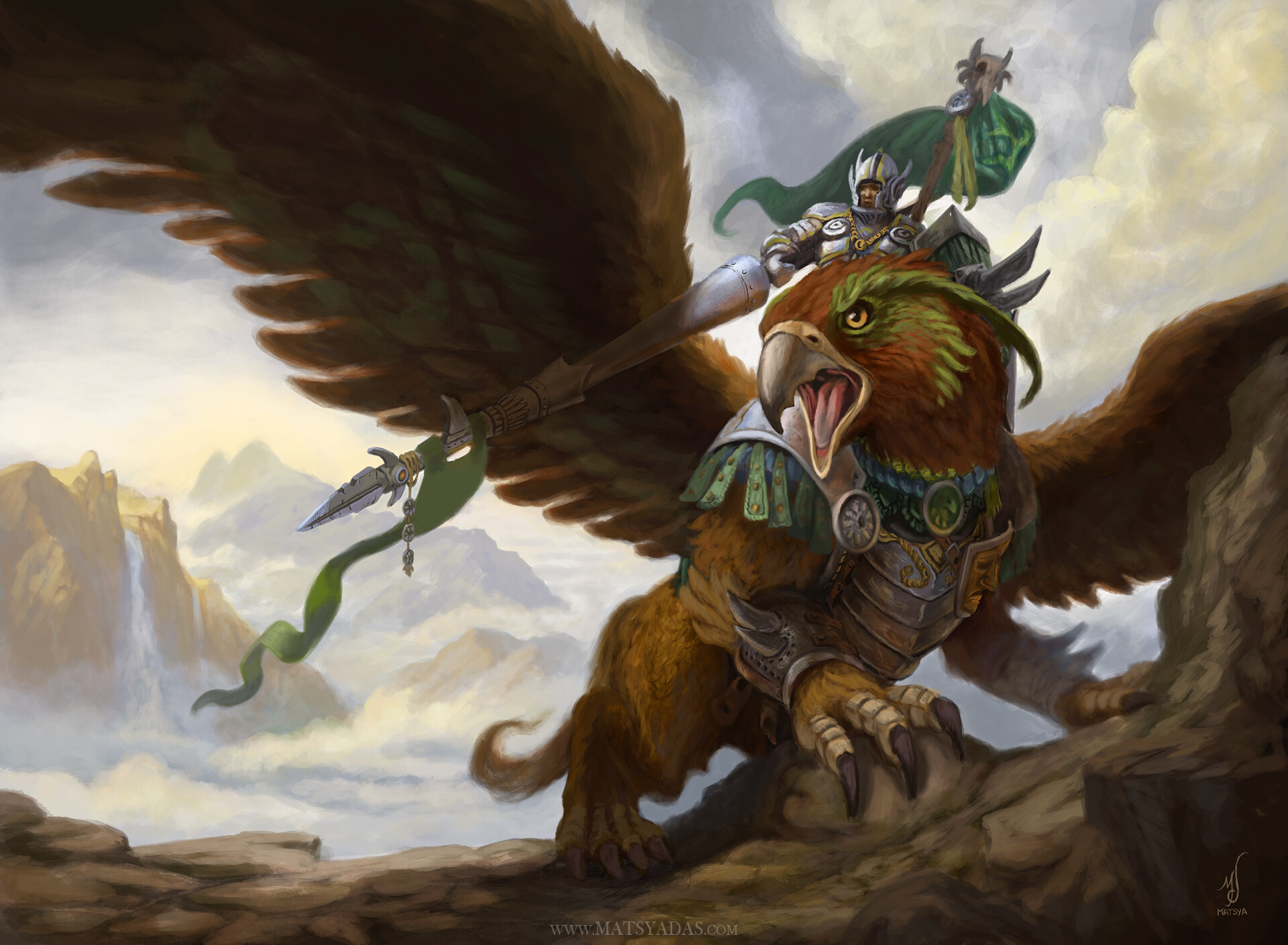 ArtStation - Emerald Griffon Rider