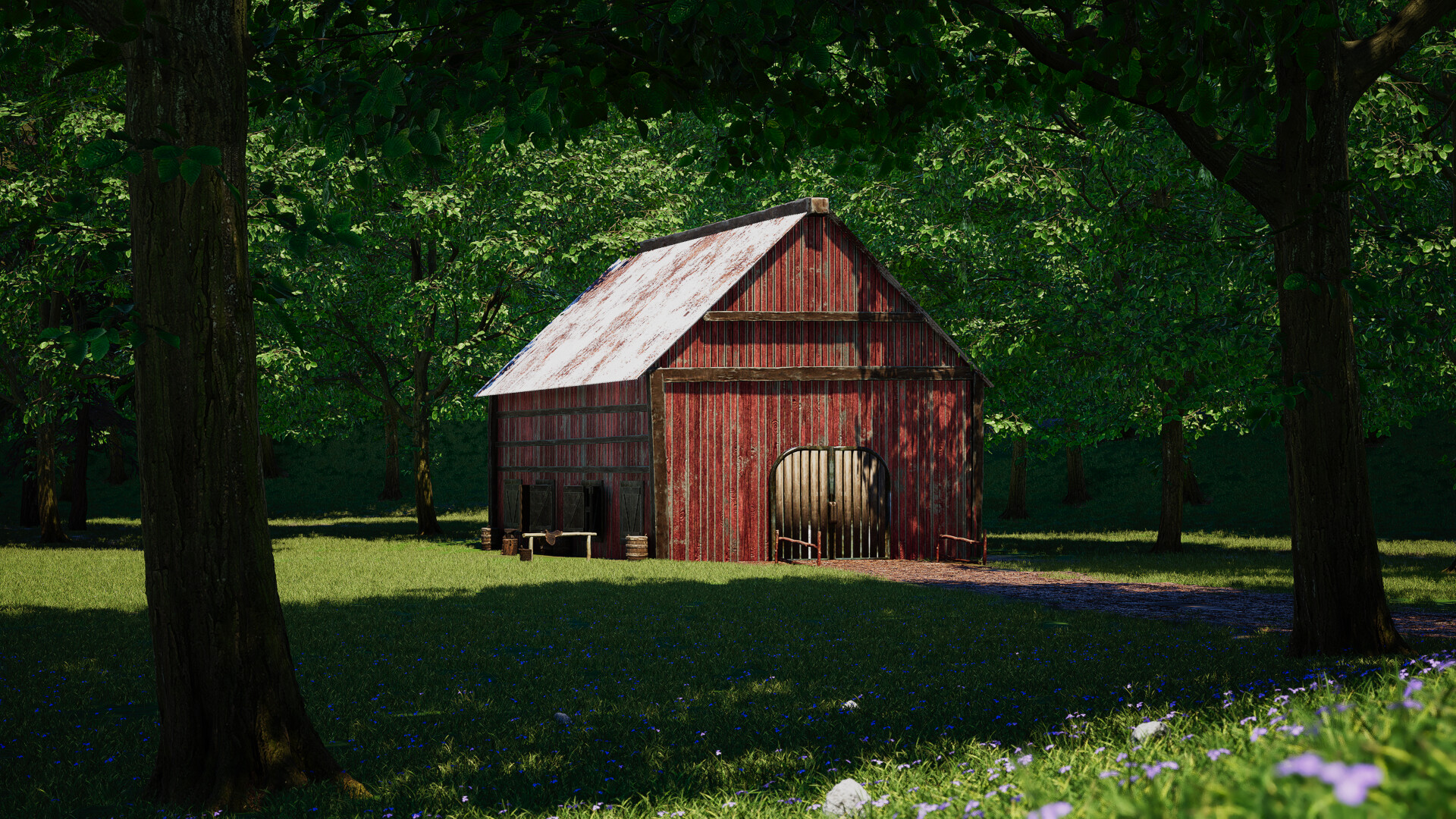 ArtStation - Barn in the woods