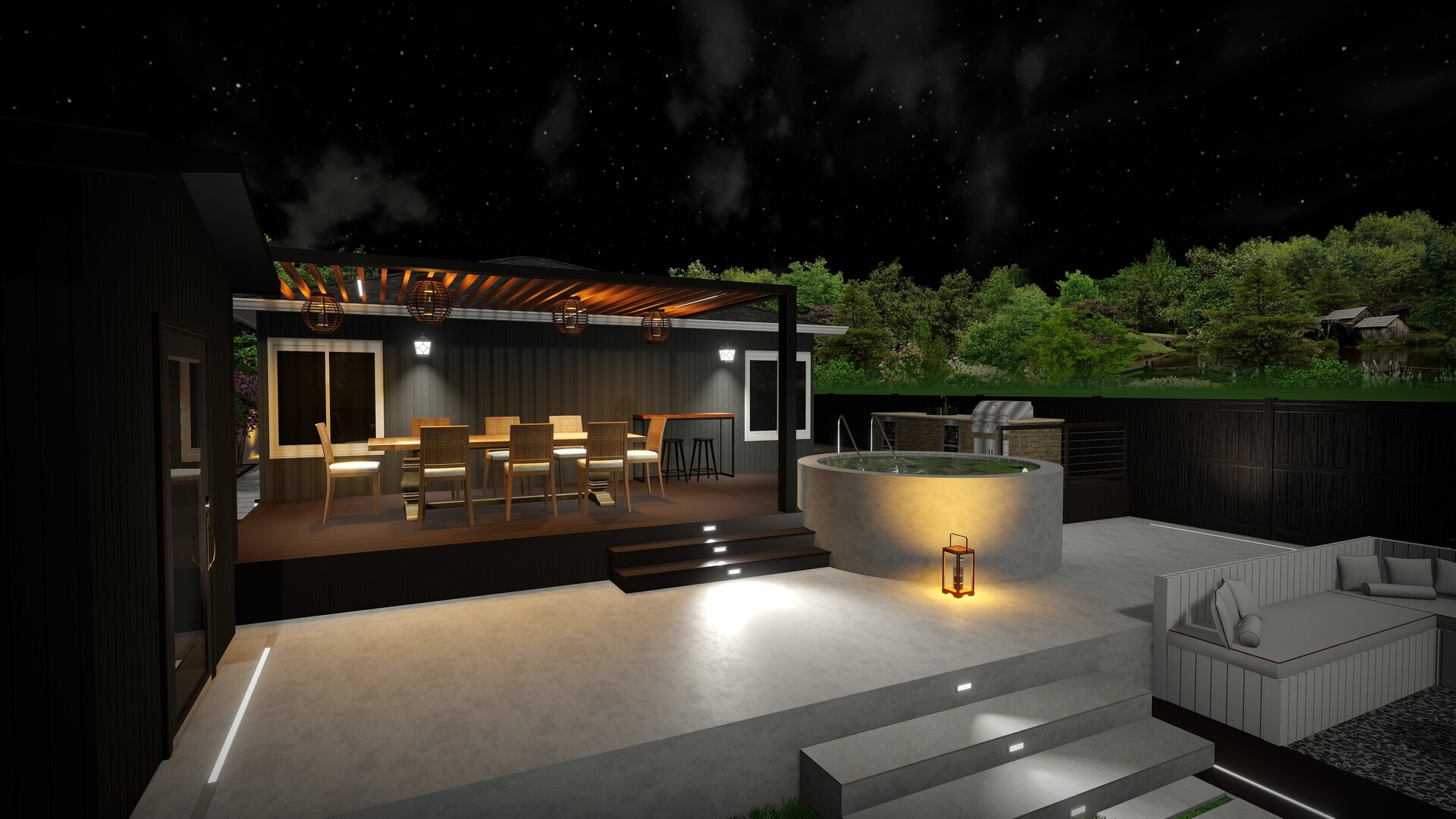 ArtStation - Summer Beach house Front & Back yard Design