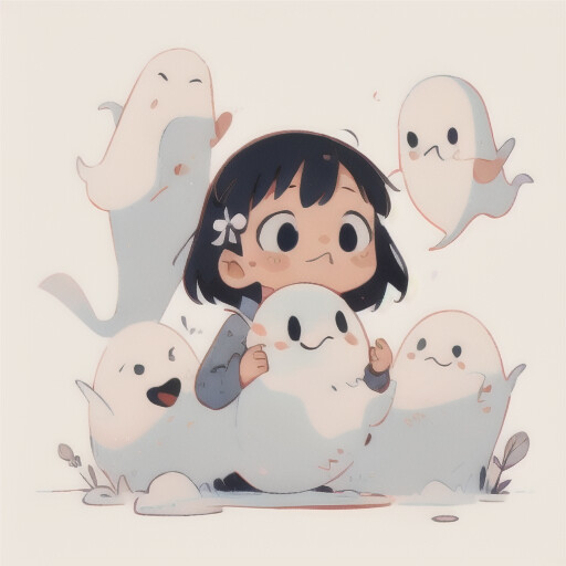 ArtStation - Cute Ghost and Girl