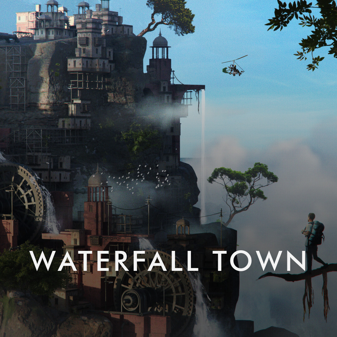 ArtStation - Waterfall Town
