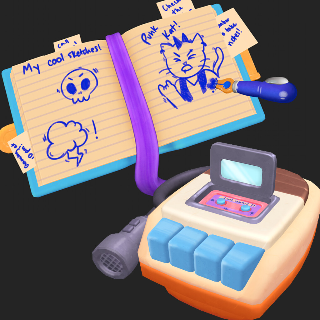 ArtStation - Stylized Journal and Casette Player