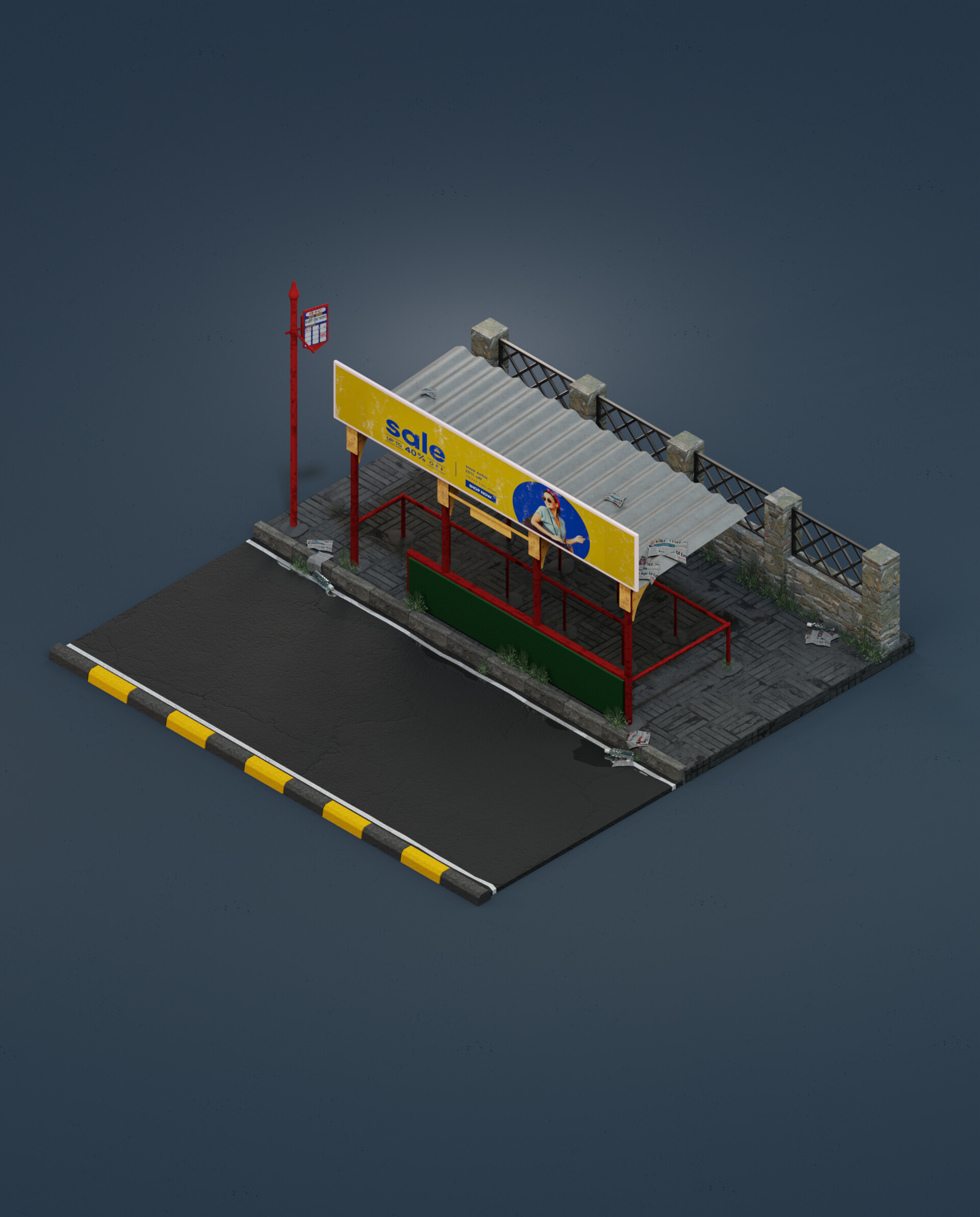 ArtStation - Mumbai Bus Stand Isometric 3D