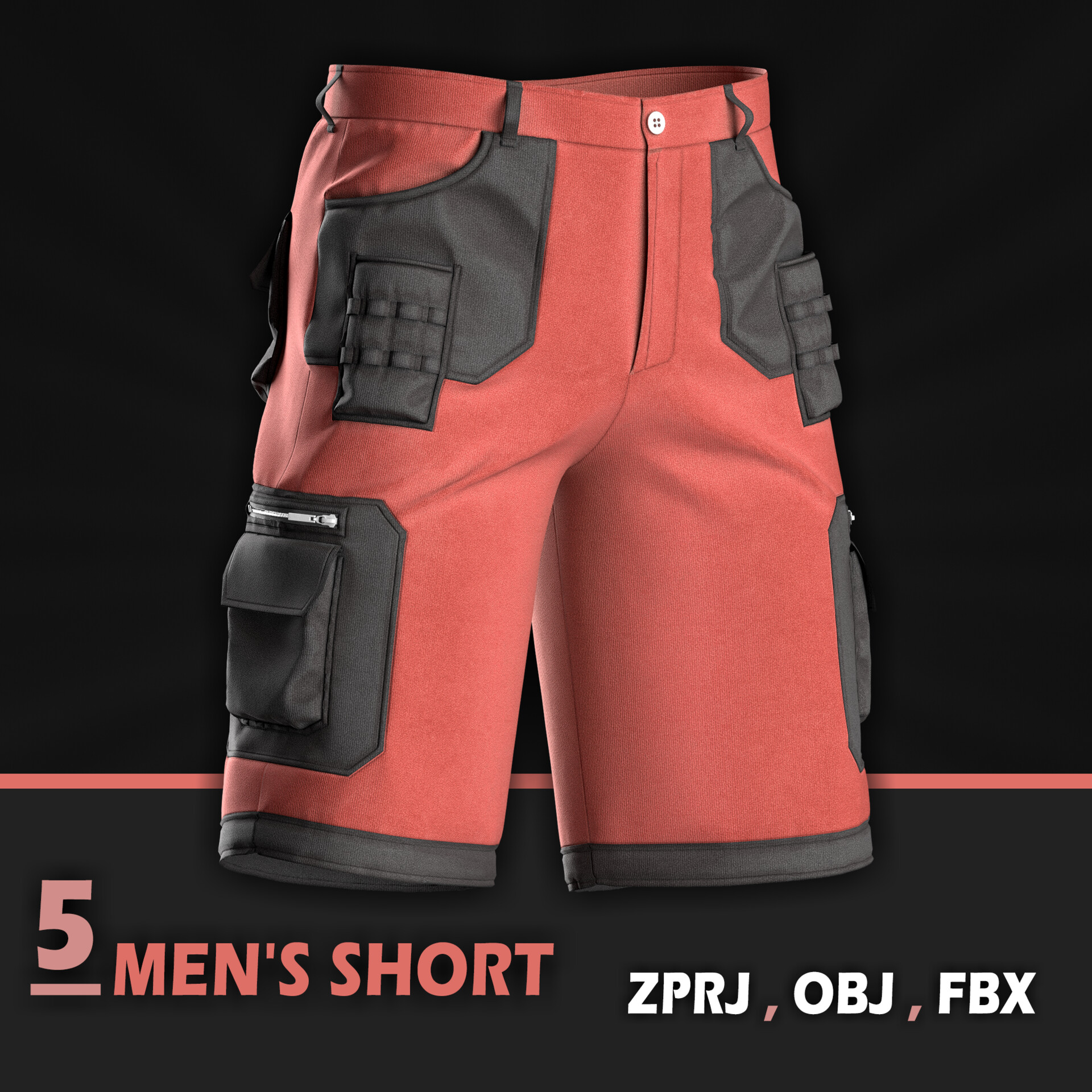 ArtStation - 5 Men's Short - VOL01 / Clo3d(MD) Project