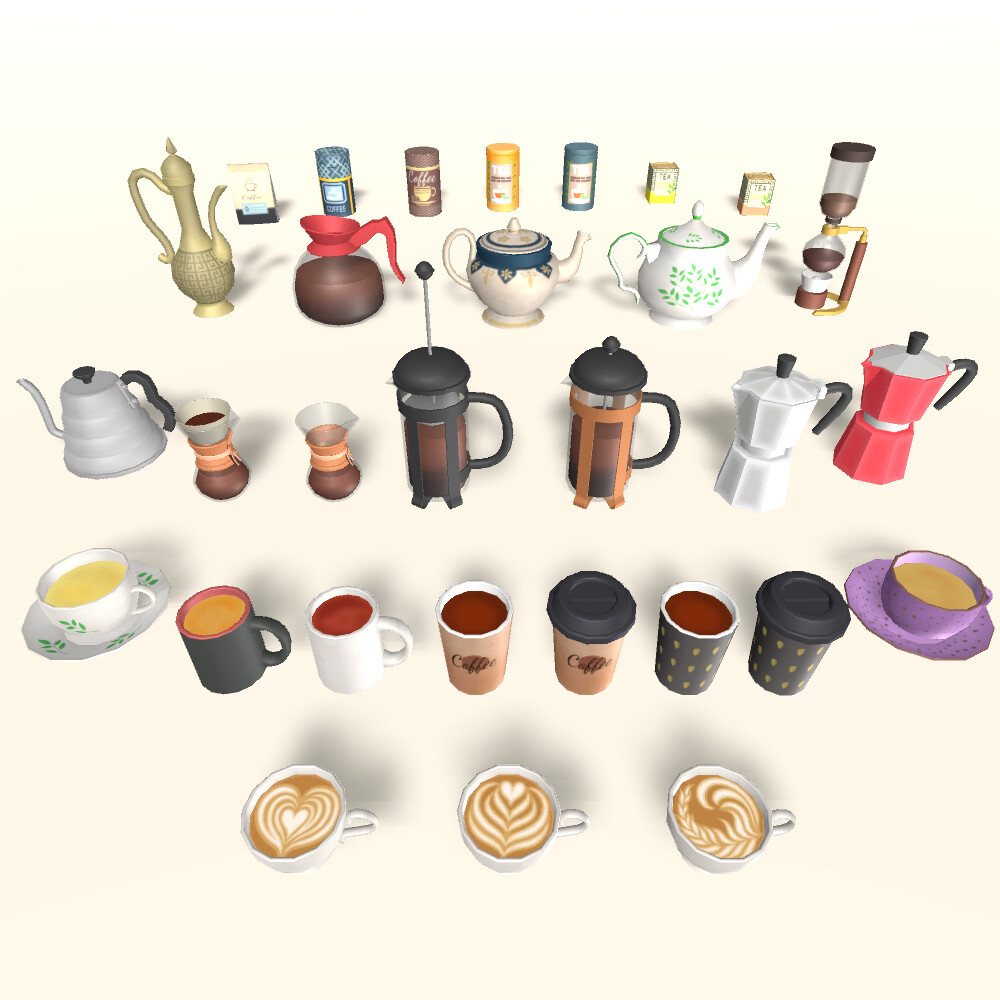 ArtStation - Low Poly Tea & Coffee Essentials