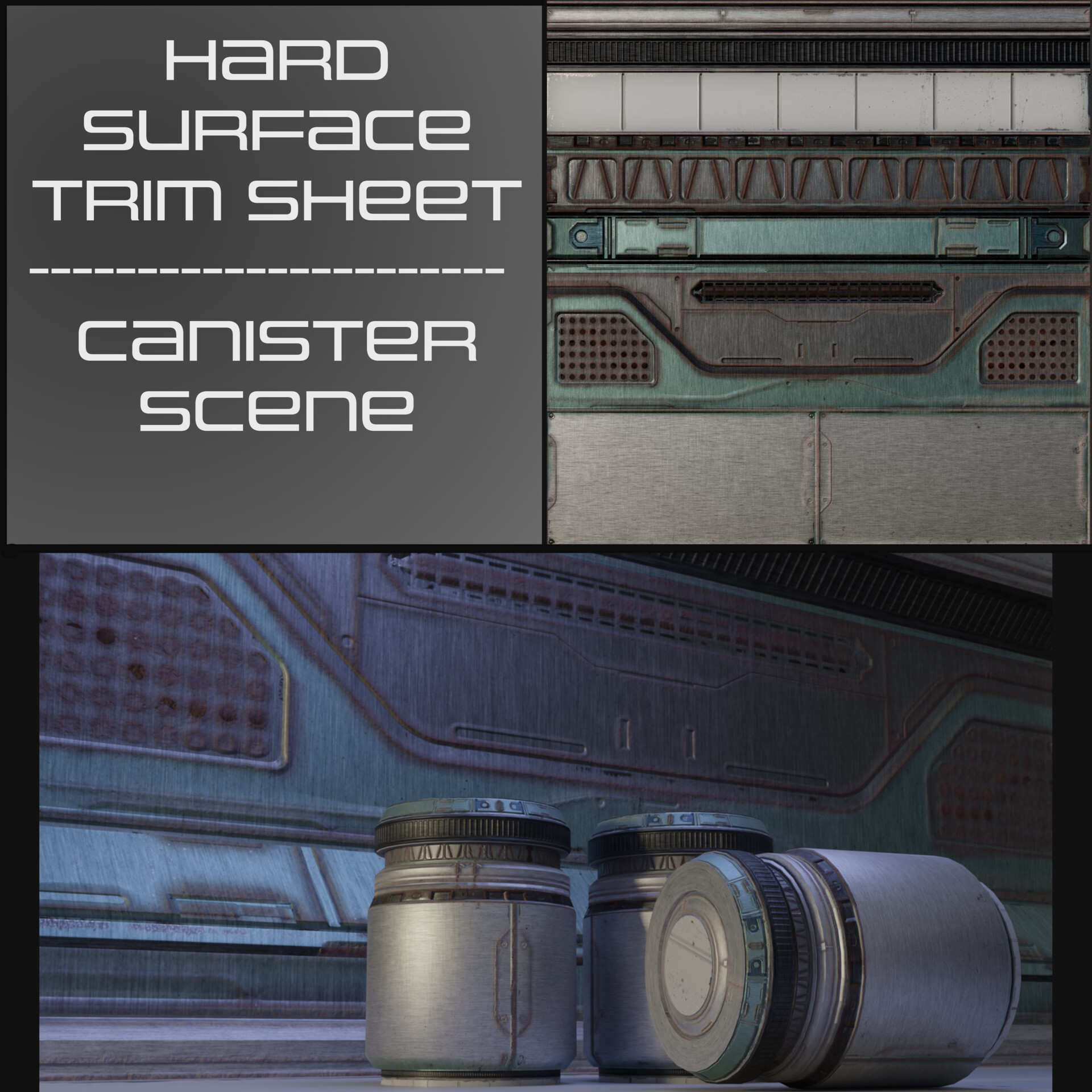 ArtStation - Hard Surface Trim Sheet | Canister Scene