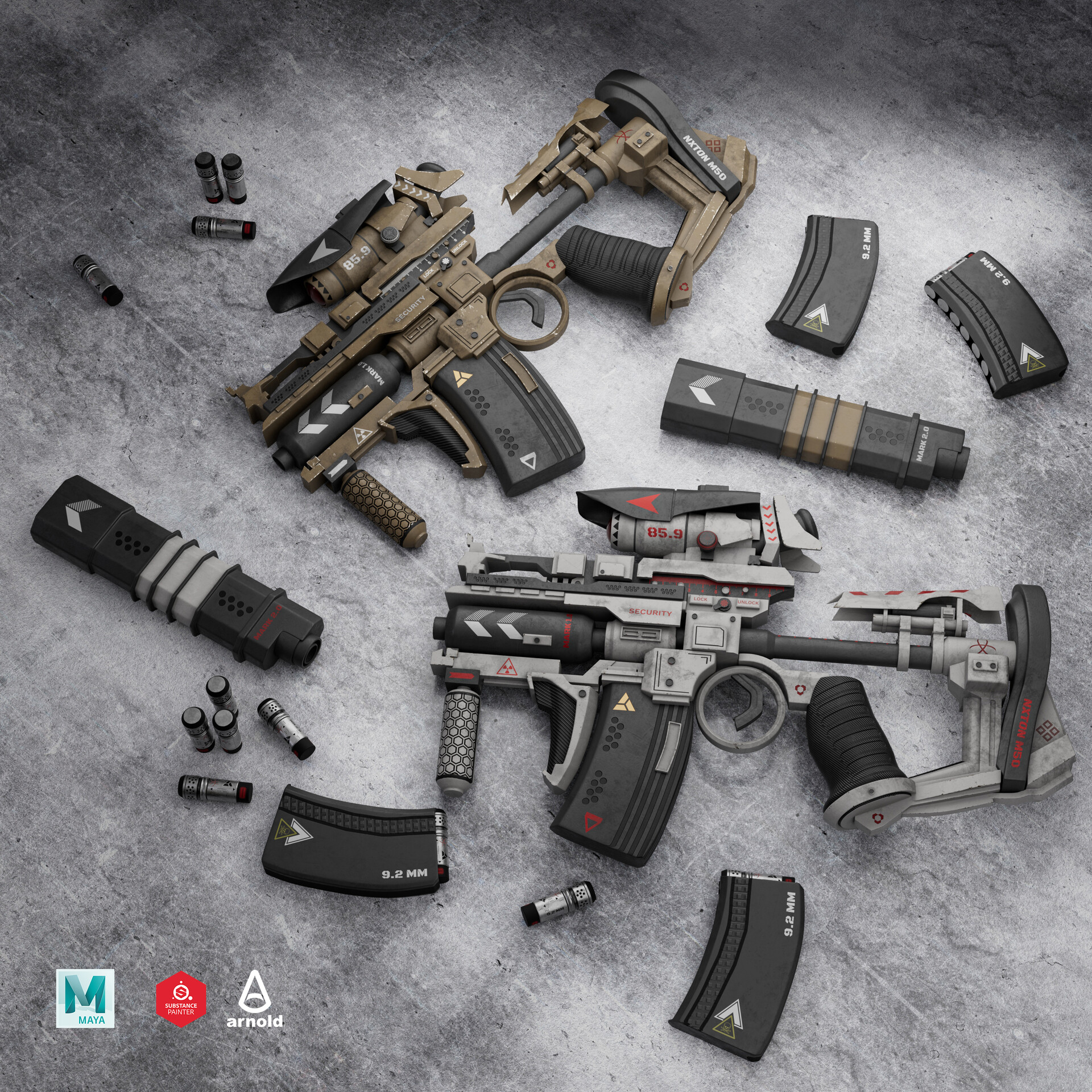 ArtStation - Sci Fi Assault Rifle 3D