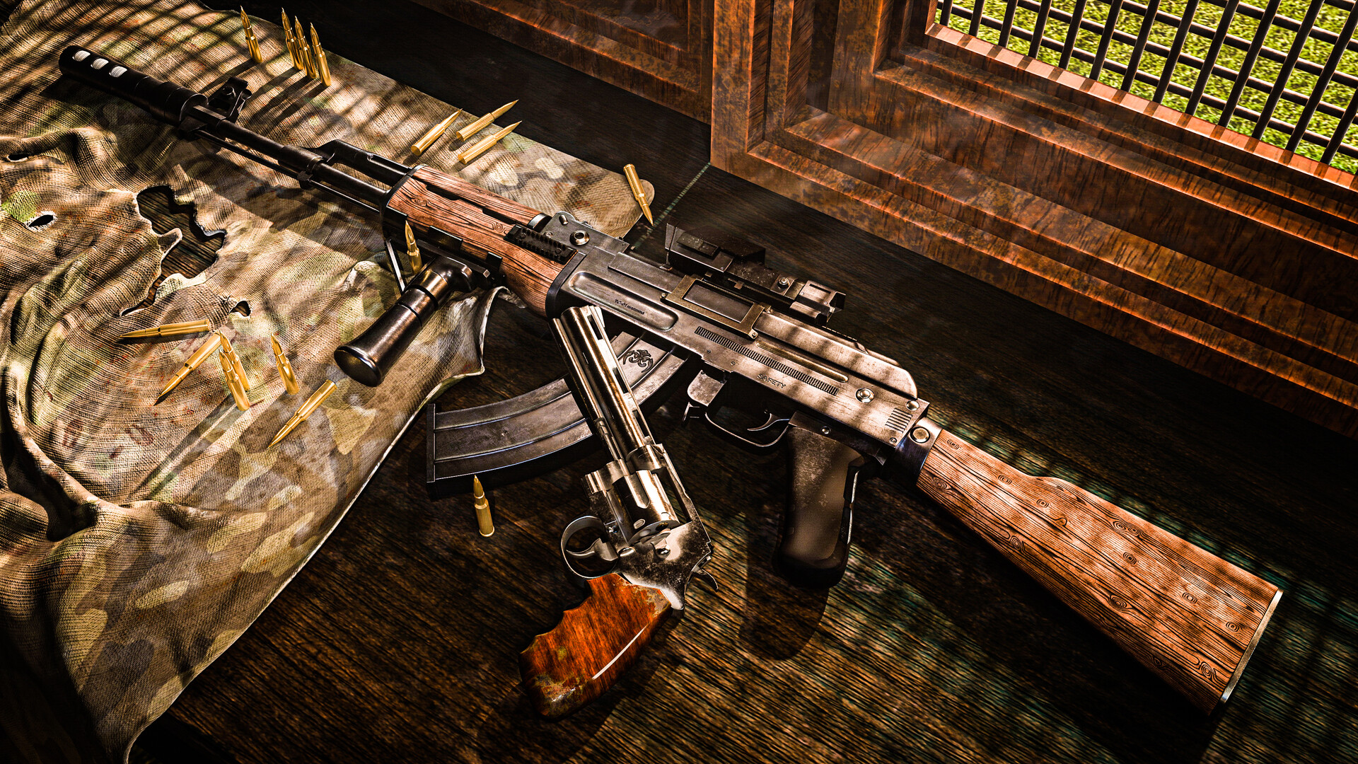 ArtStation - Ak47 & Colt Python on the table