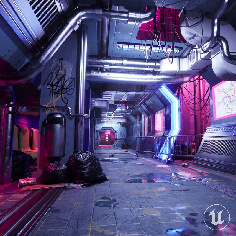 ArtStation - Cyberpunk Train Station