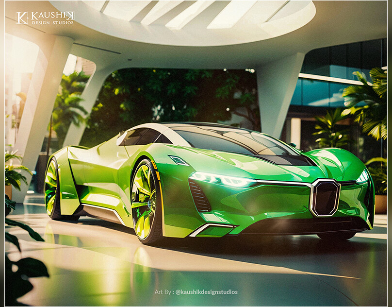 ArtStation - Green Car Concept Design - Indoor Shoot (AI + PS)