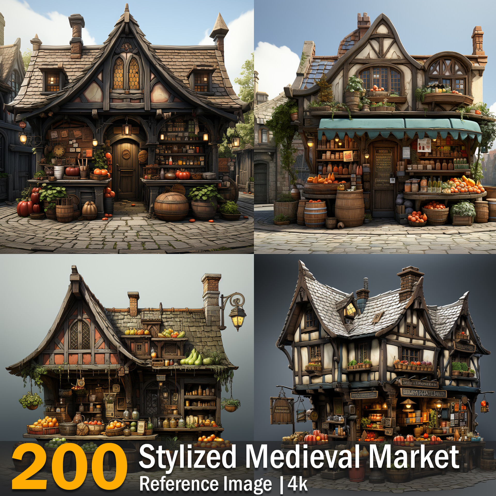 ArtStation - Stylized Medieval Market | Reference Images | 4K