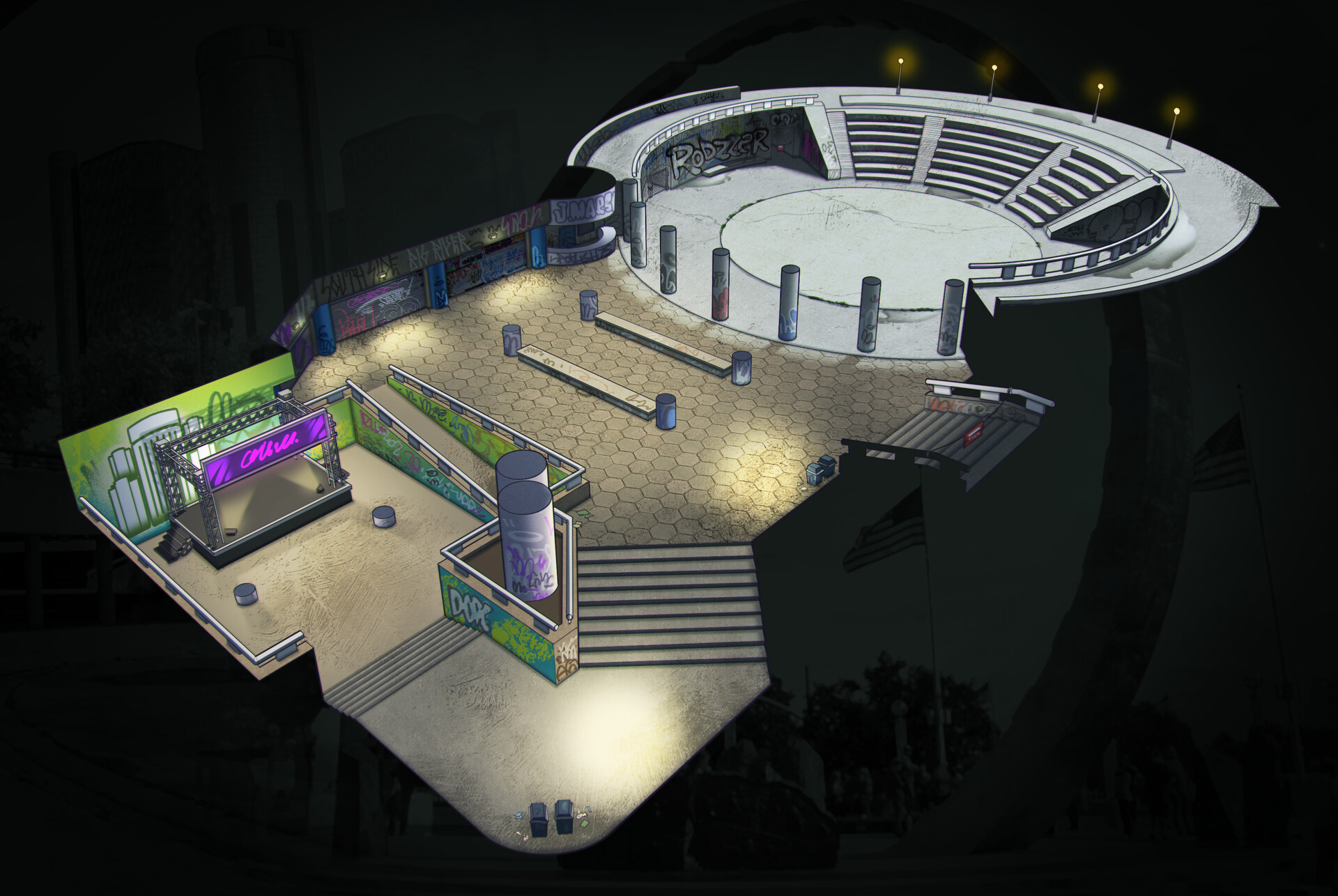 ArtStation - Spotlights - Underground Plaza