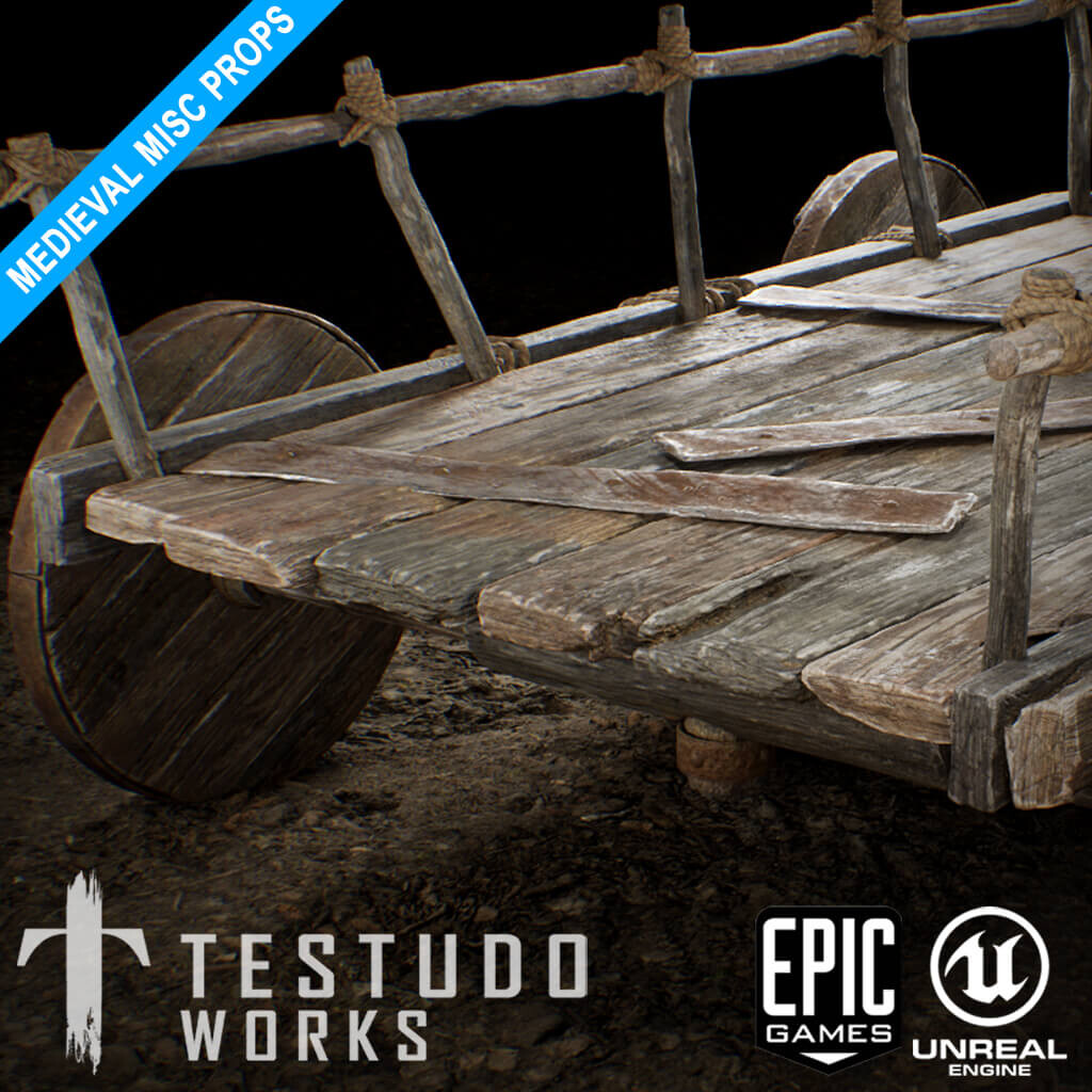 ArtStation - Medieval Misc Props Pack - Wooden Cart 04